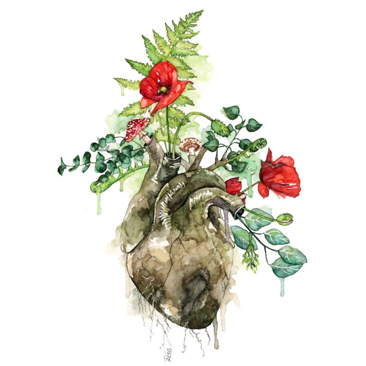 Watercolor Painting, Anatomical Heart, Anatomical Heart Prin | Inspire ...