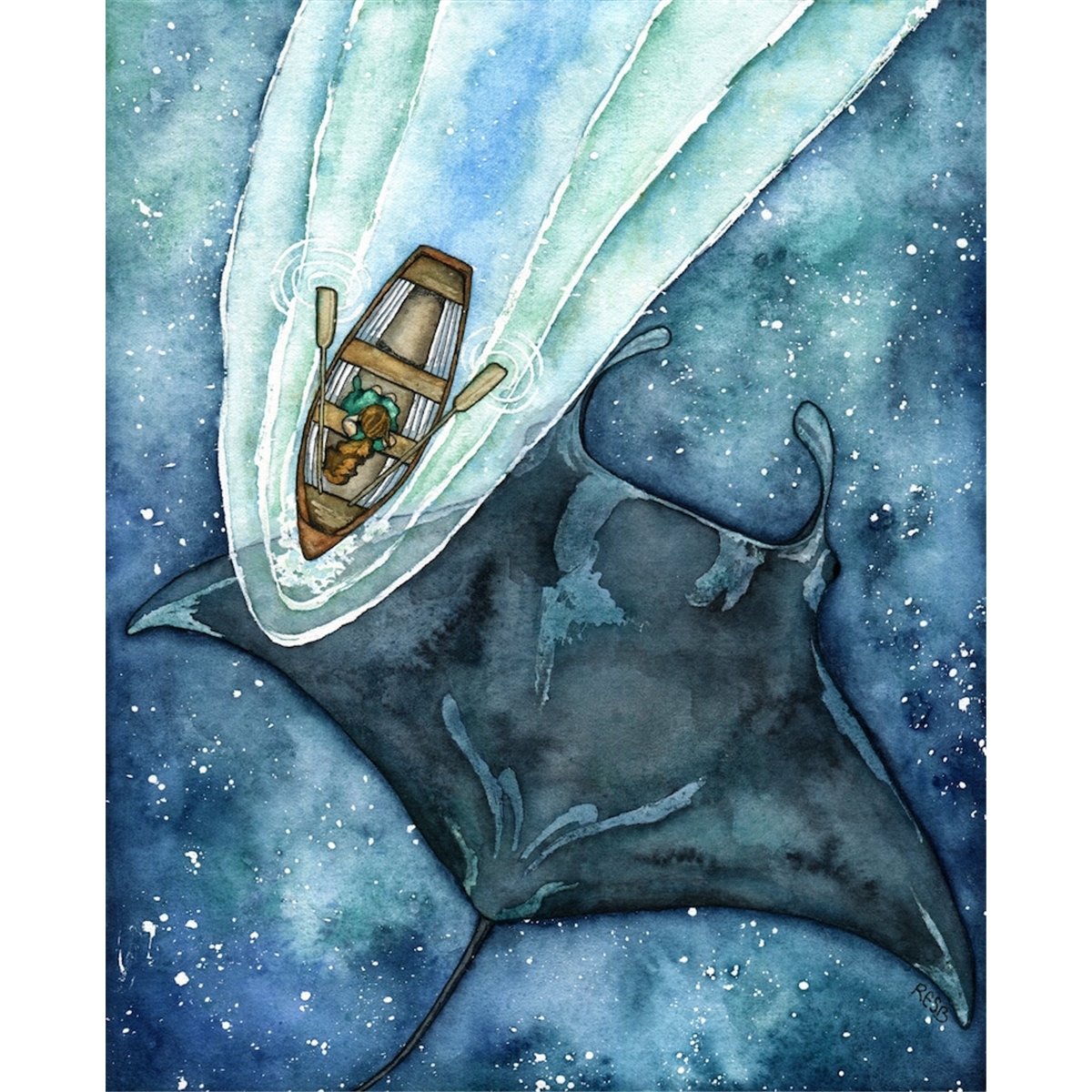 Manta Ray Art, Manta Ray Painting, Manta Ray, Watercolor Pai - Inspire ...