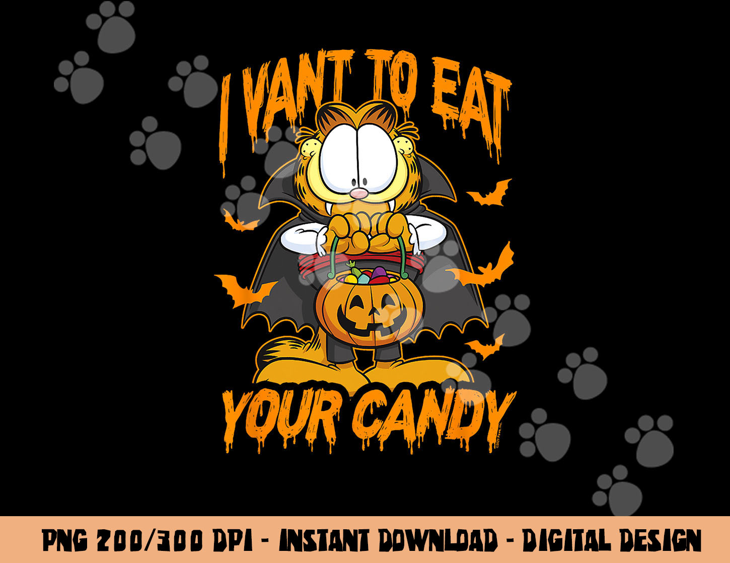 Garfield Halloween I Want To Eat Your Candy png,sublimation | Inspire ...