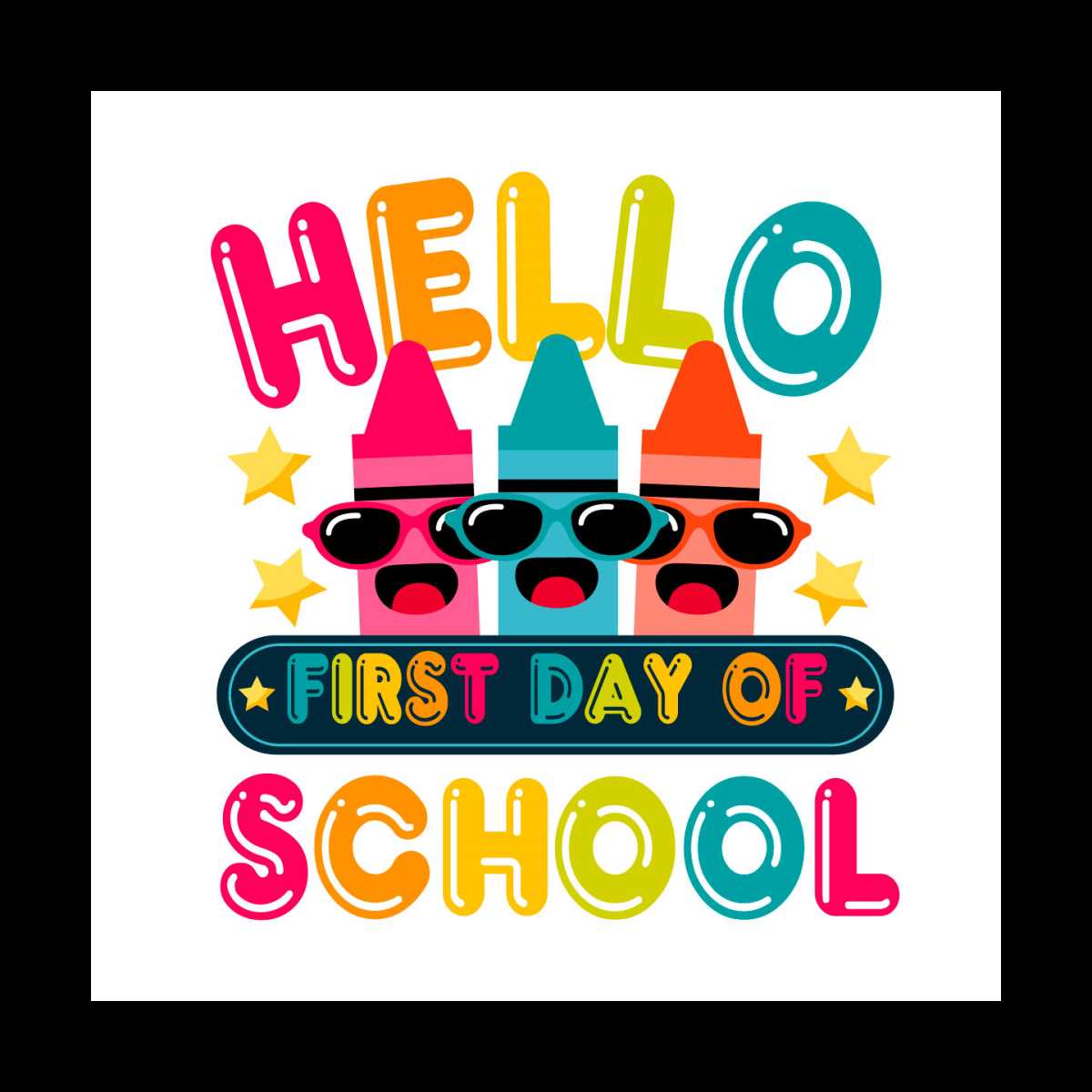 Hello First Day Of School Crayon Vector Shirt For Kid Svg, C | Inspire ...