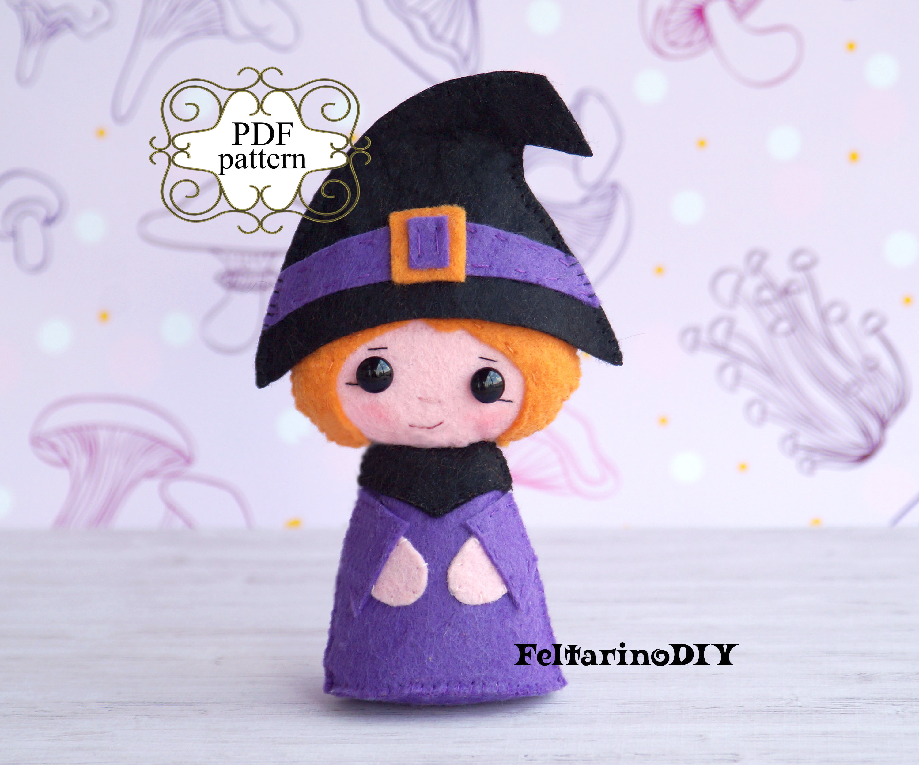 Felt witch pattern, Felt Halloween ornaments patterns, Felt | Inspire ...