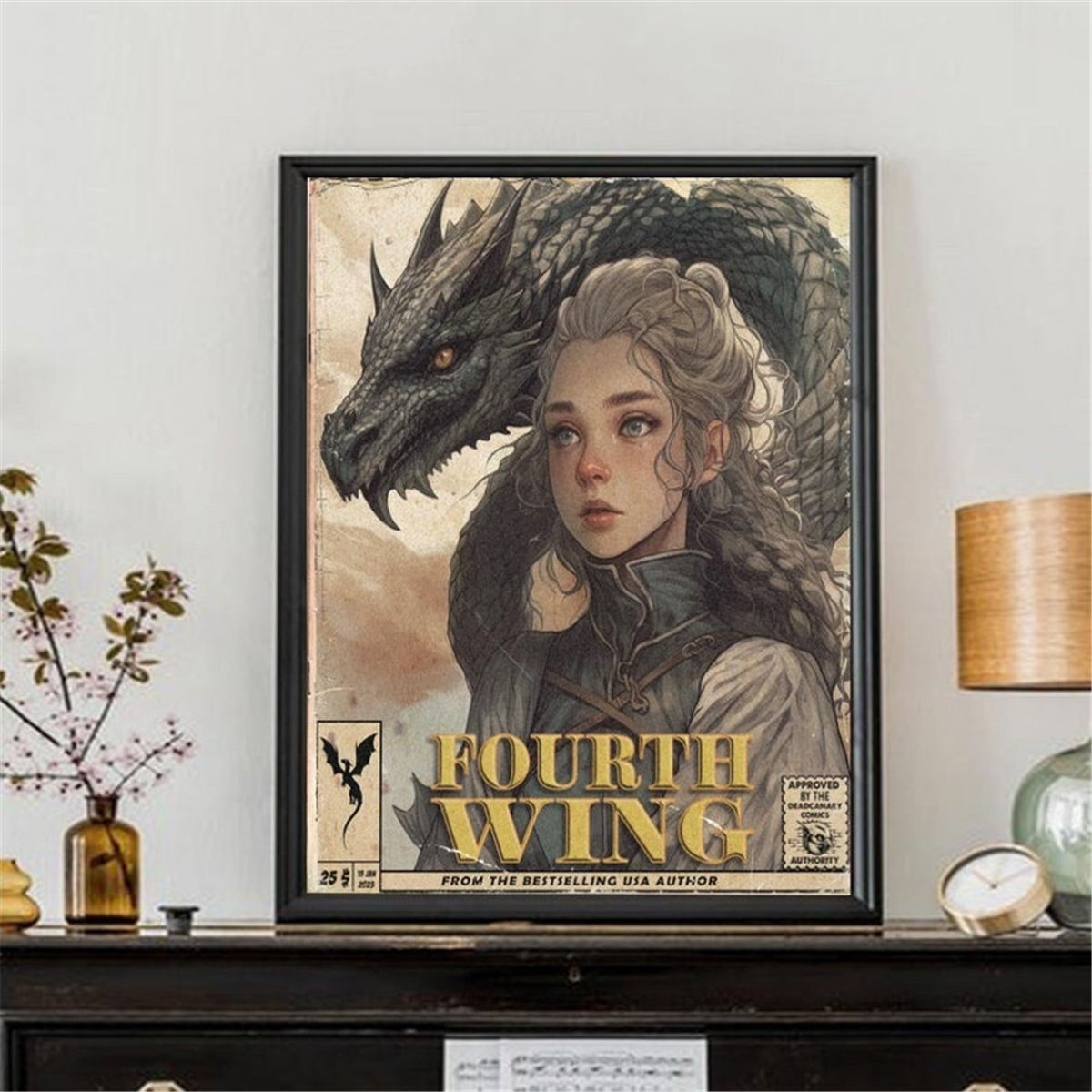 Fourth Wing Comic Art Book Canvas Print Rebecca Yarros Viole | Inspire ...