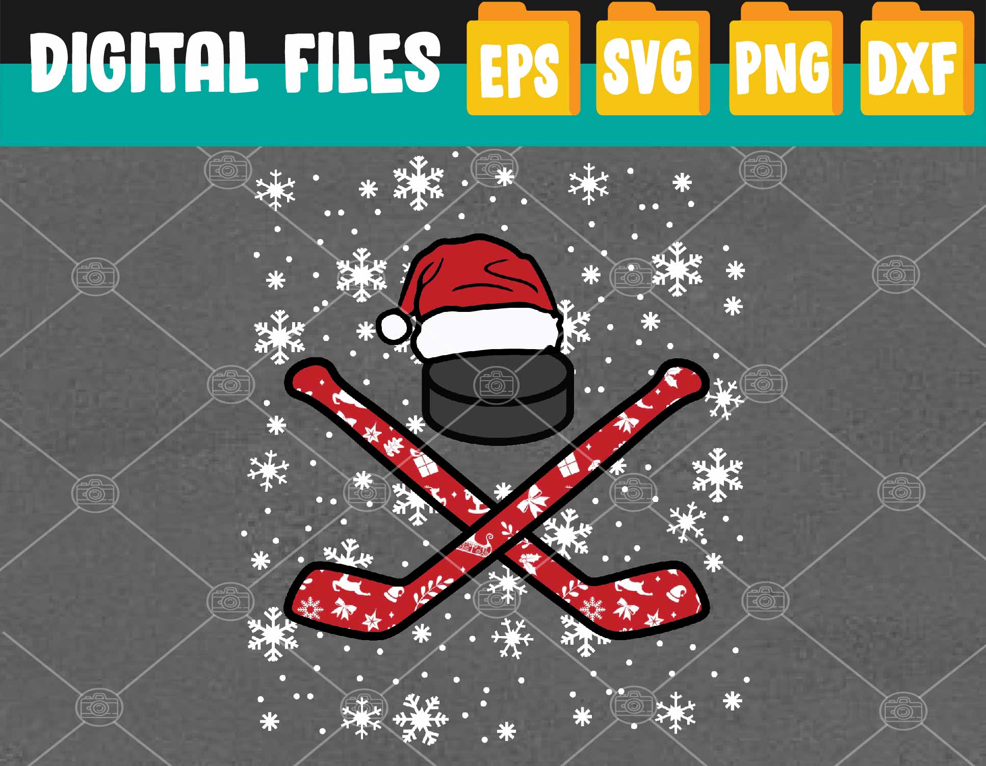 Christmas Ice Hockey Sticks Puck Xmas Sports Svg, Eps, Png, | Inspire ...