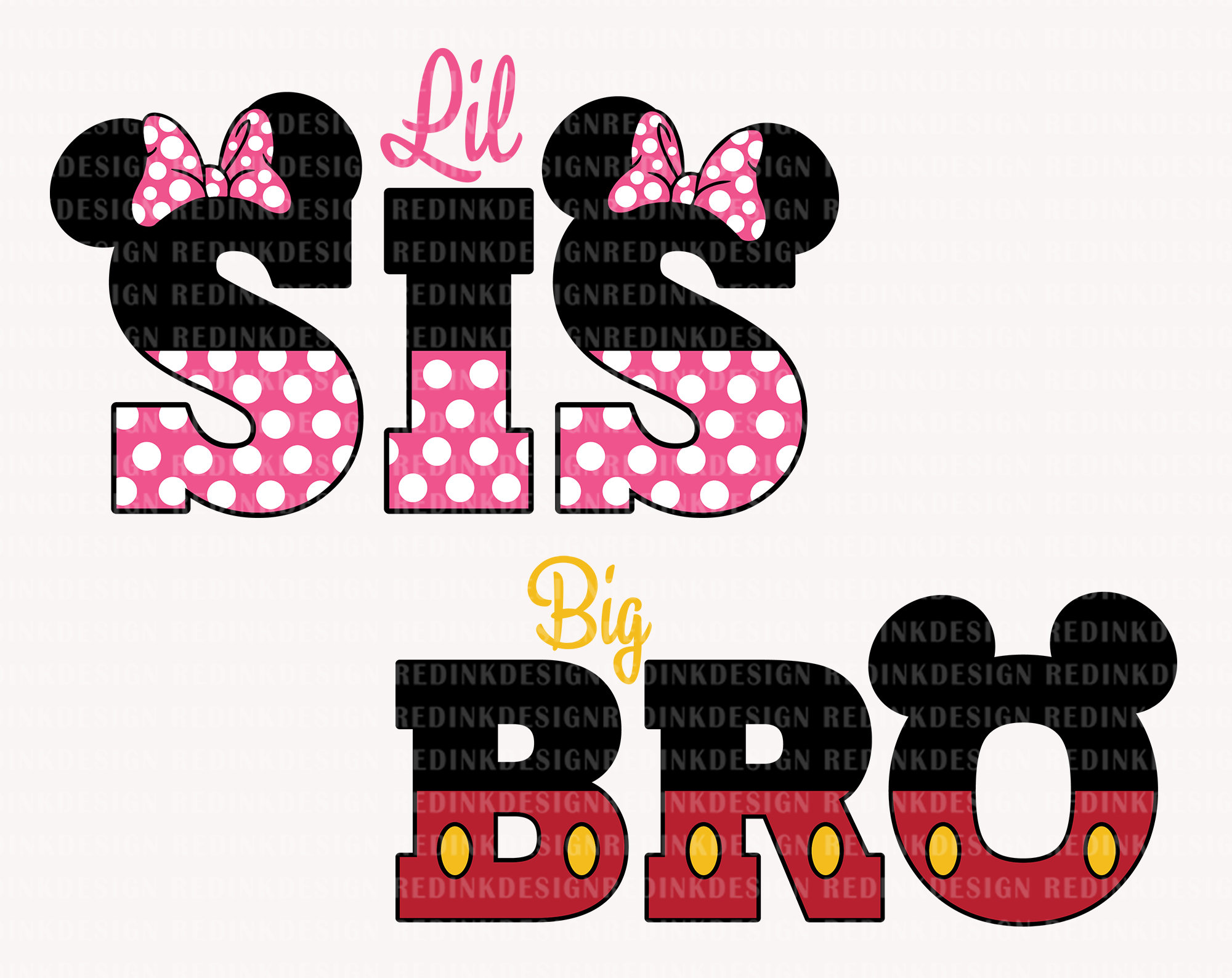 Lil Sis, Big Bro Svg, Mouse Sis Svg, Mouse Bro Svg, Family T | Inspire ...