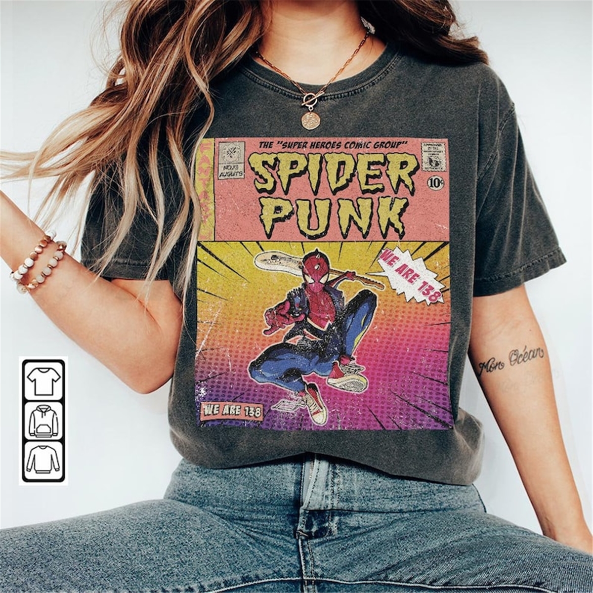 Spider-Punk Comic Shirt, 90S Vintage Merch Book Art We Are 1 | Inspire ...