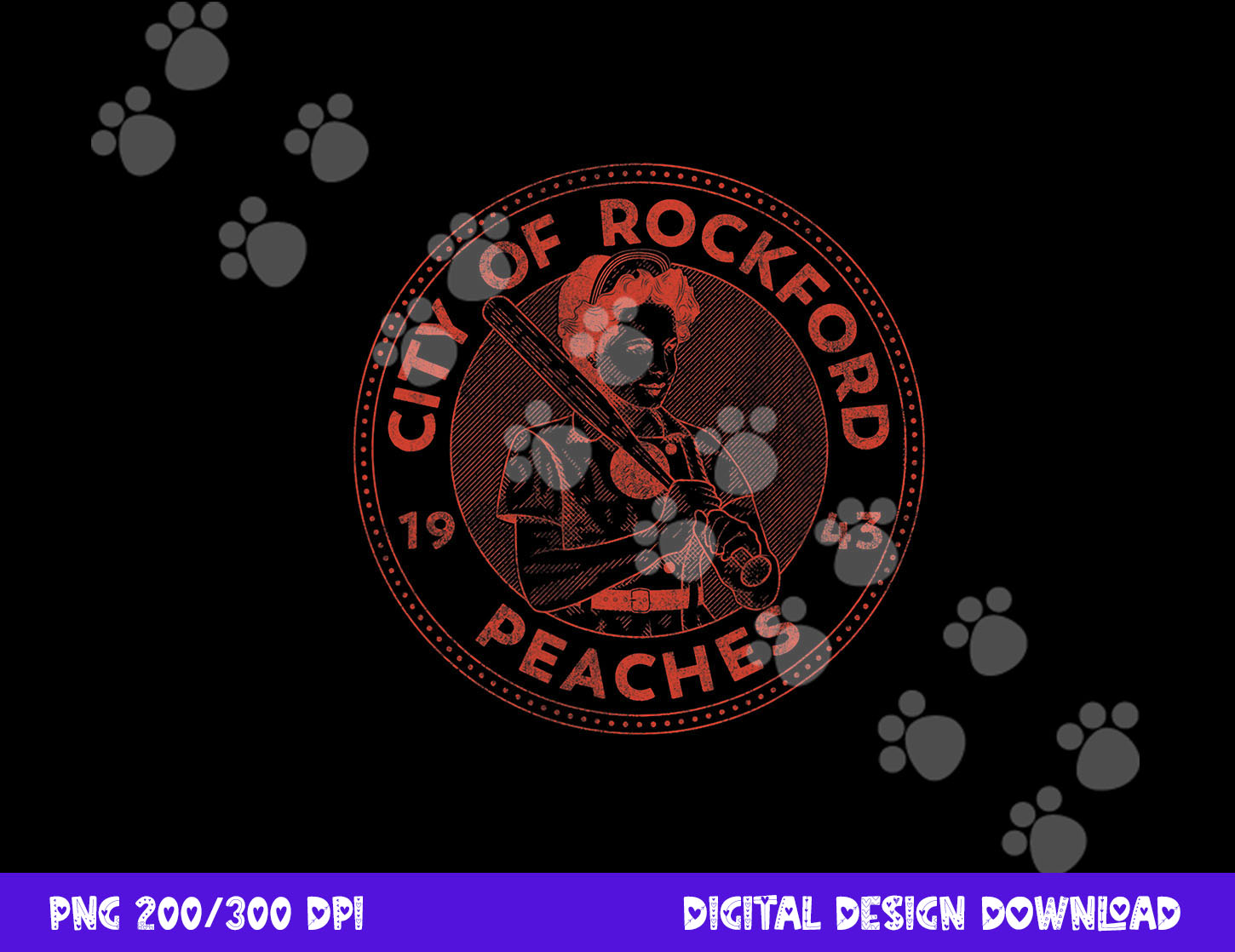 City of Rockford Peaches Baseball png, sublimation copy | Inspire Uplift