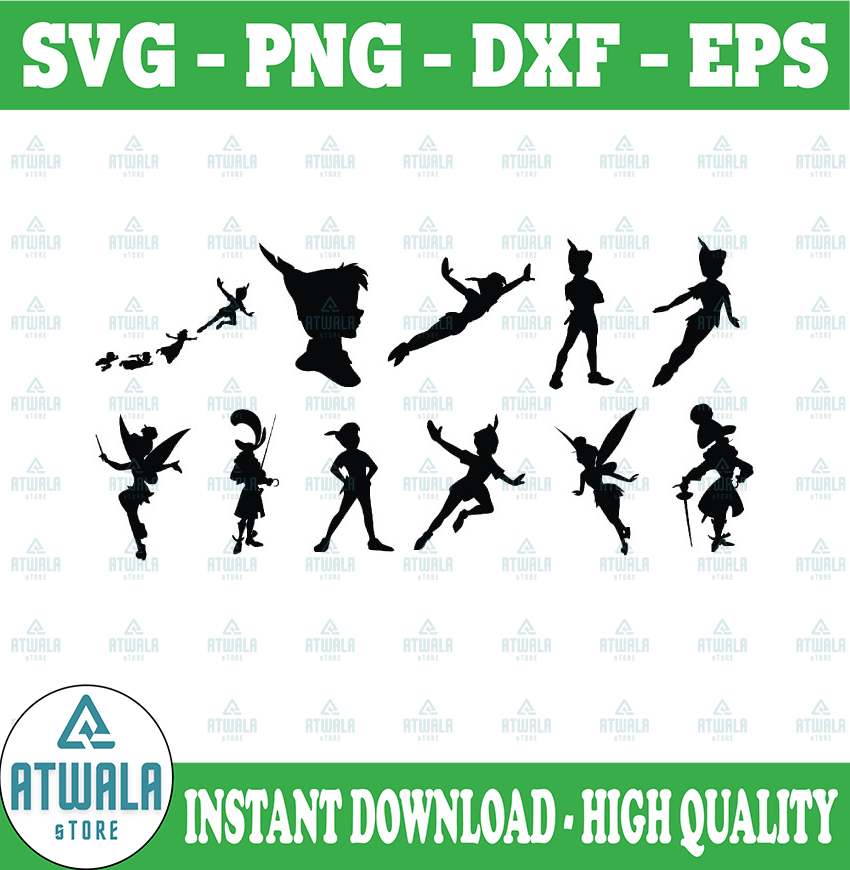 Peter Pan svg cut files, vector silhouettes, printable vecto | Inspire ...