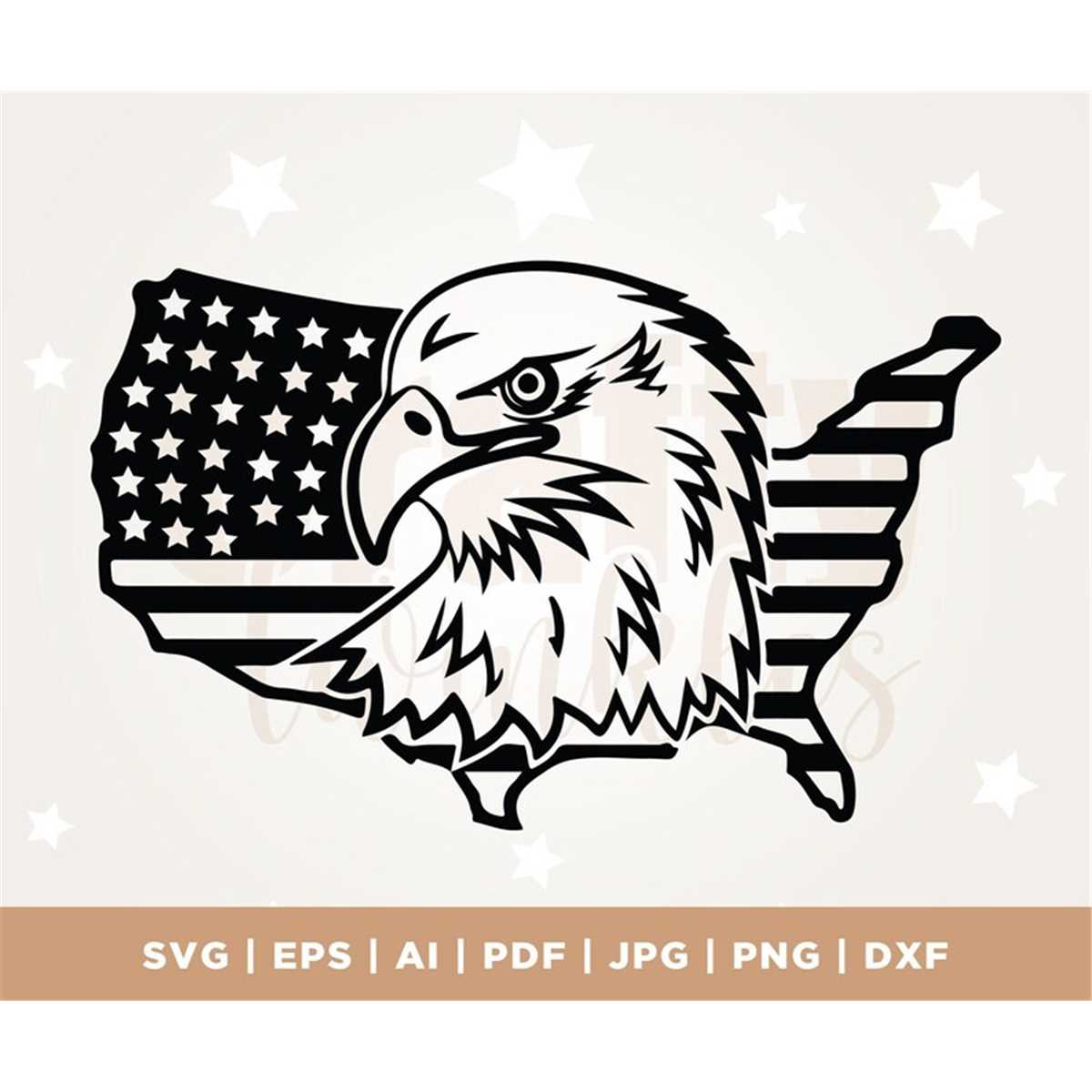 Patriotic Eagle Map SVG, American Map svg, USA Map svg, 4th | Inspire ...
