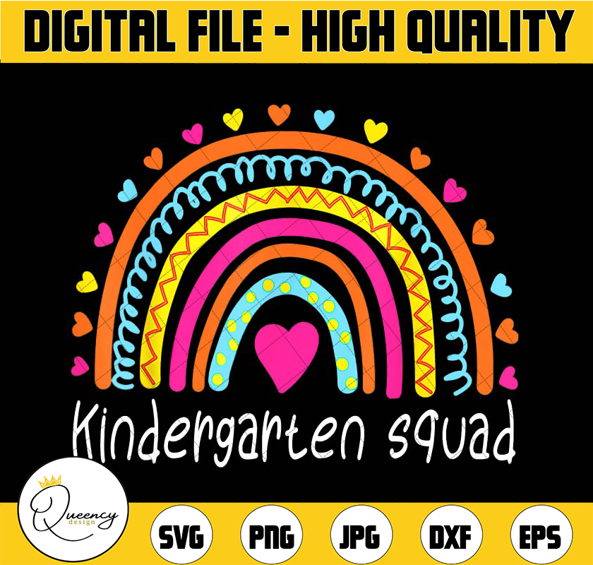 Rainbow Kindergarten Squad PNG Back to School Teacher Squad - Inspire ...