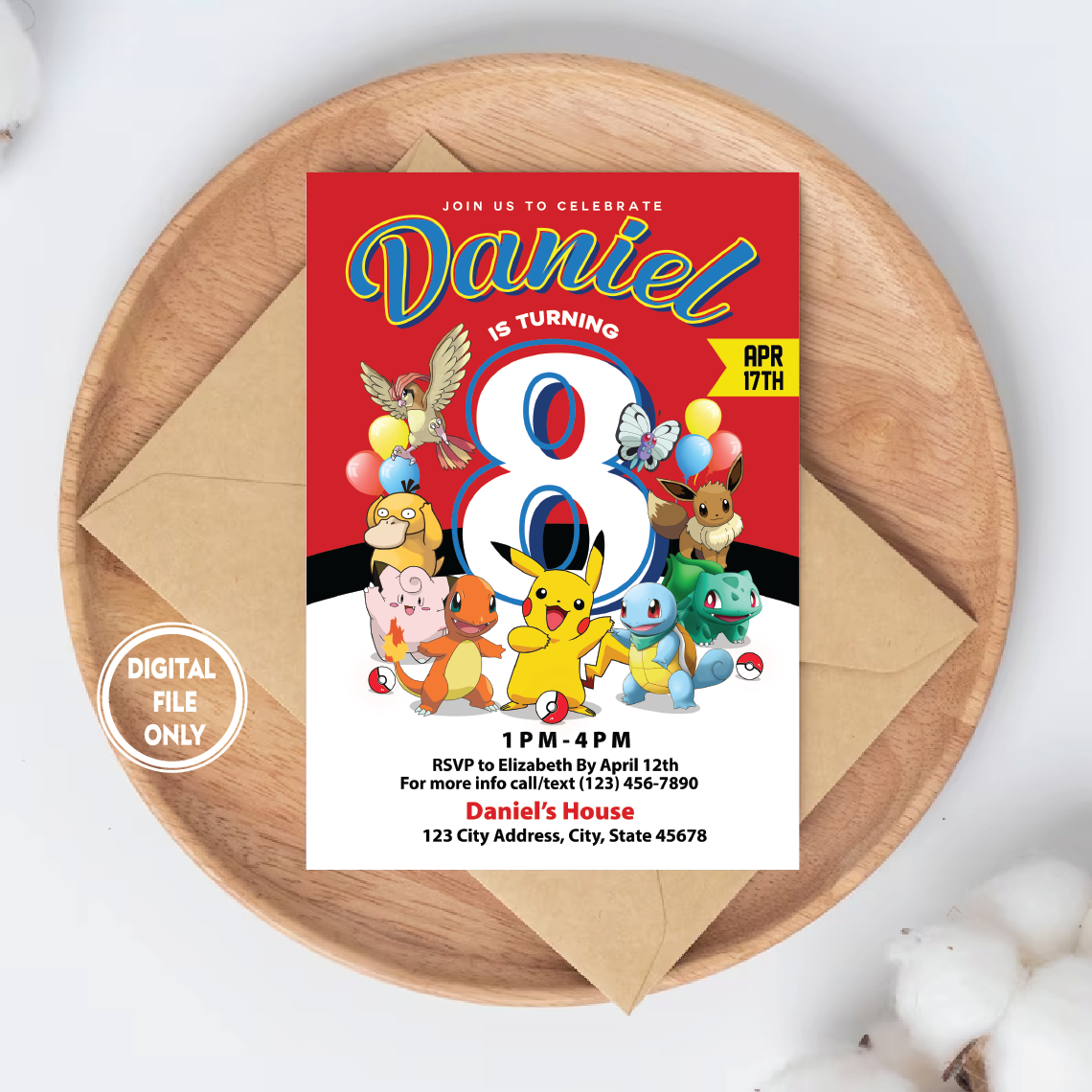 Personalized File Pokemone Birthday Invitation Digital, Poke | Inspire ...