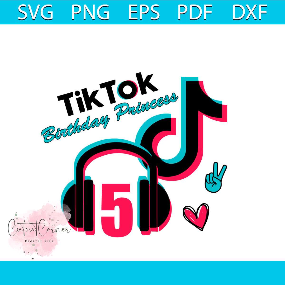 5th Birthday Tik Tok Princess Svg, Tik Tok Gift For Kinderga | Inspire ...
