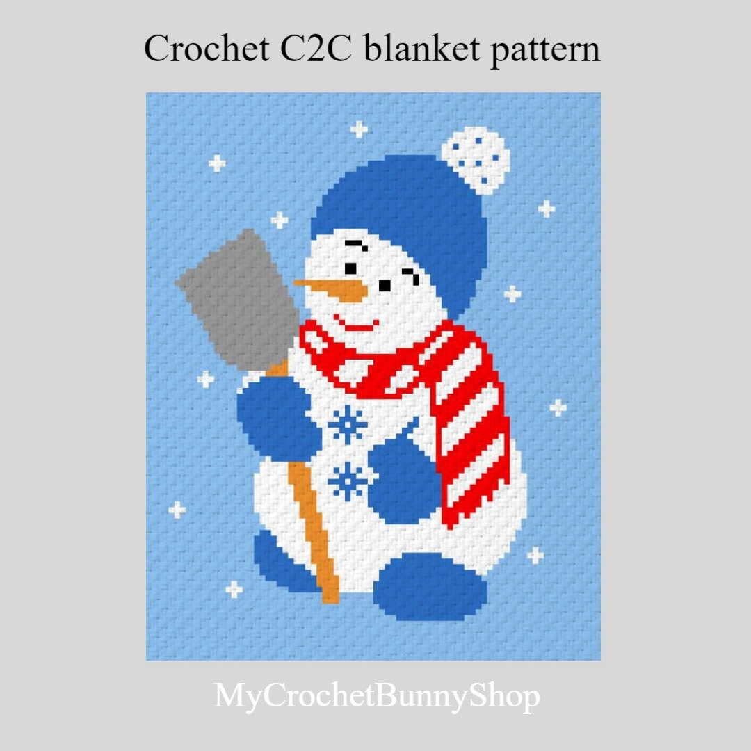 Crochet C2C Snowman graphgan blanket pattern PDF Download - Inspire Uplift