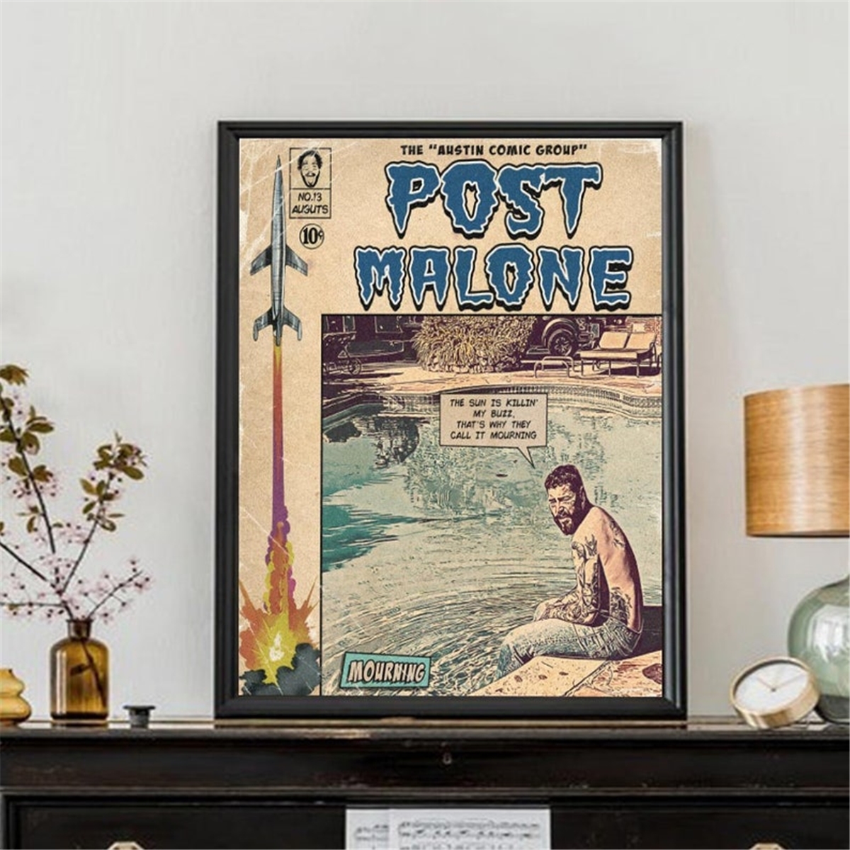 Post Malone Comic Art Book Canvas Print Austin Concert V2 Al | Inspire ...