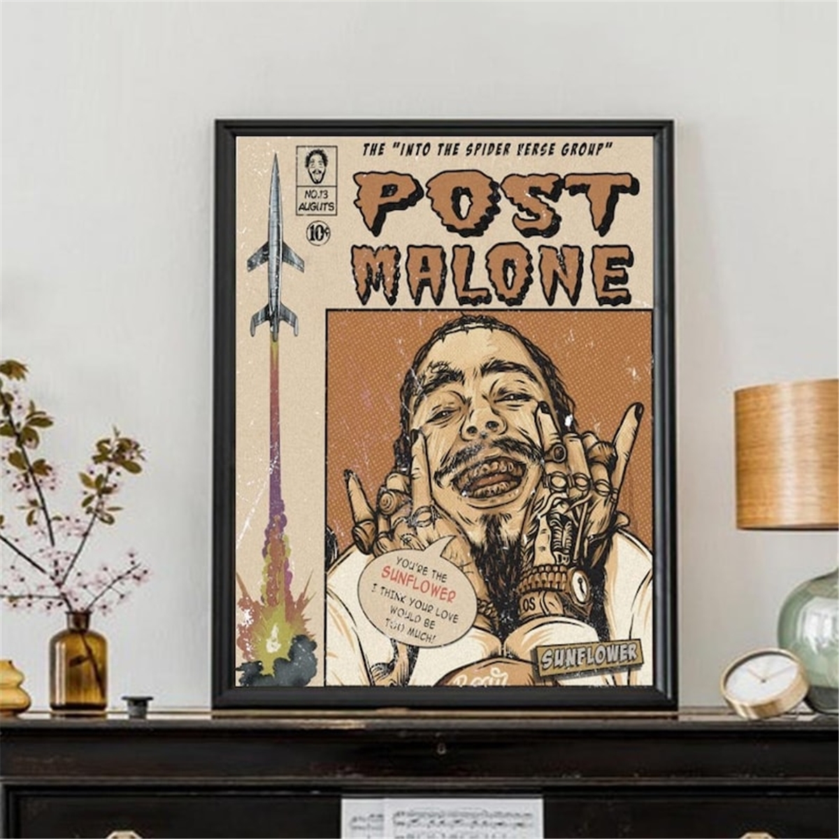 Post Malone Comic Art Book Canvas Print Into The Spider Vers | Inspire ...