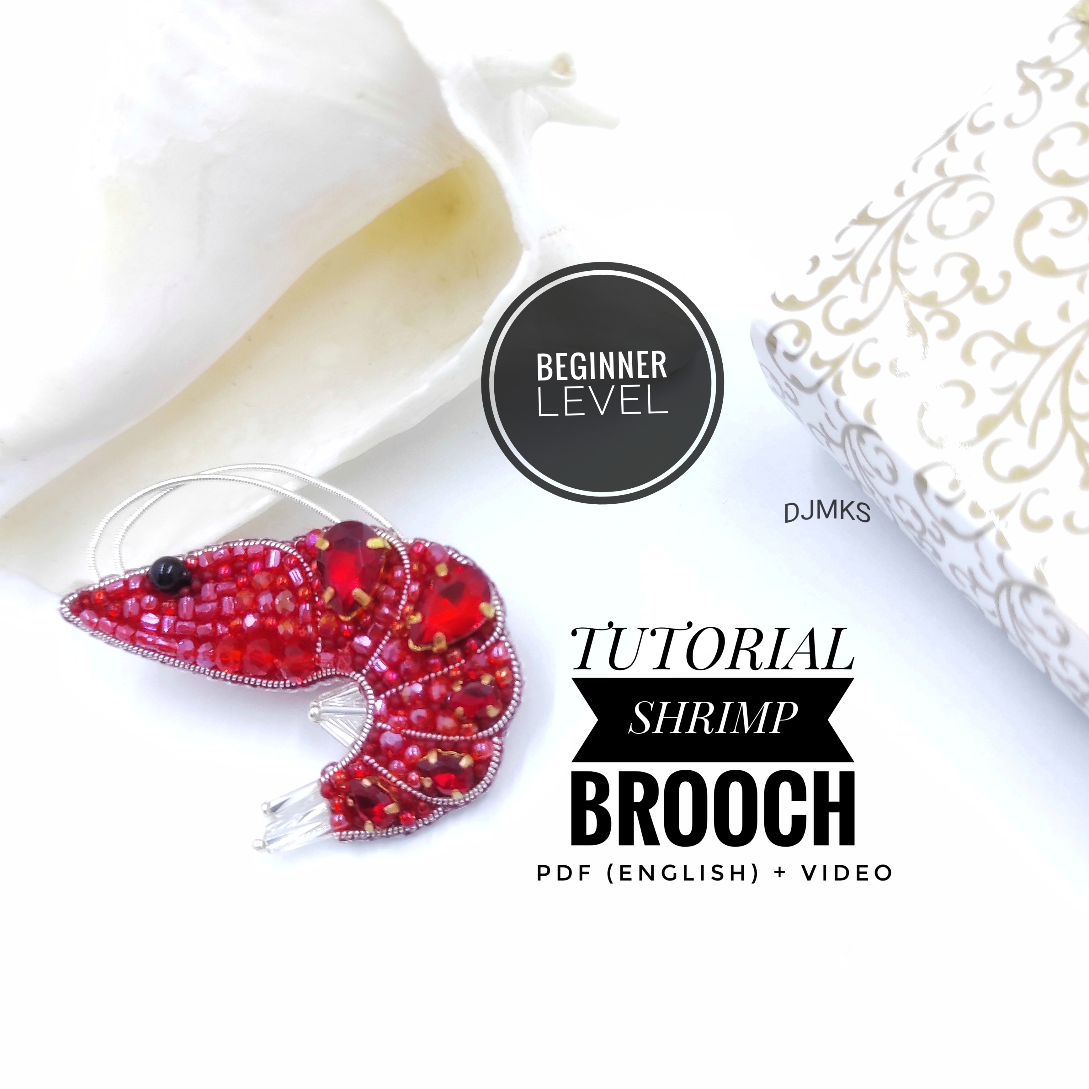 PDF pattern of shrimp brooch, embroidery brooch tutorial for | Inspire ...
