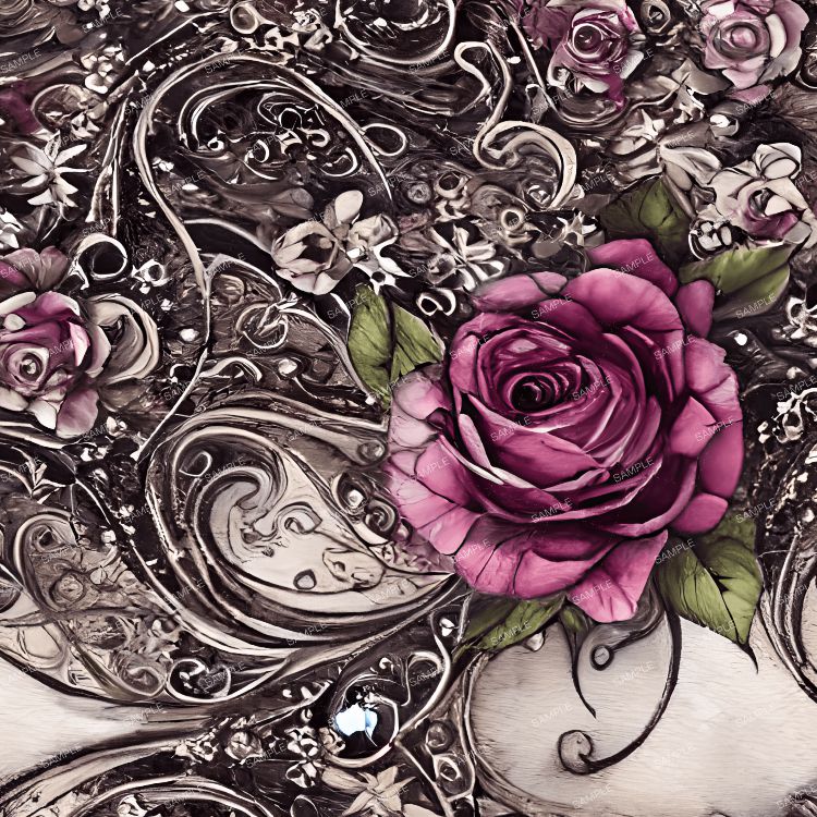 Gothic Wedding Roses 42 Seamless Tileable Repeating Pattern | Inspire Uplift