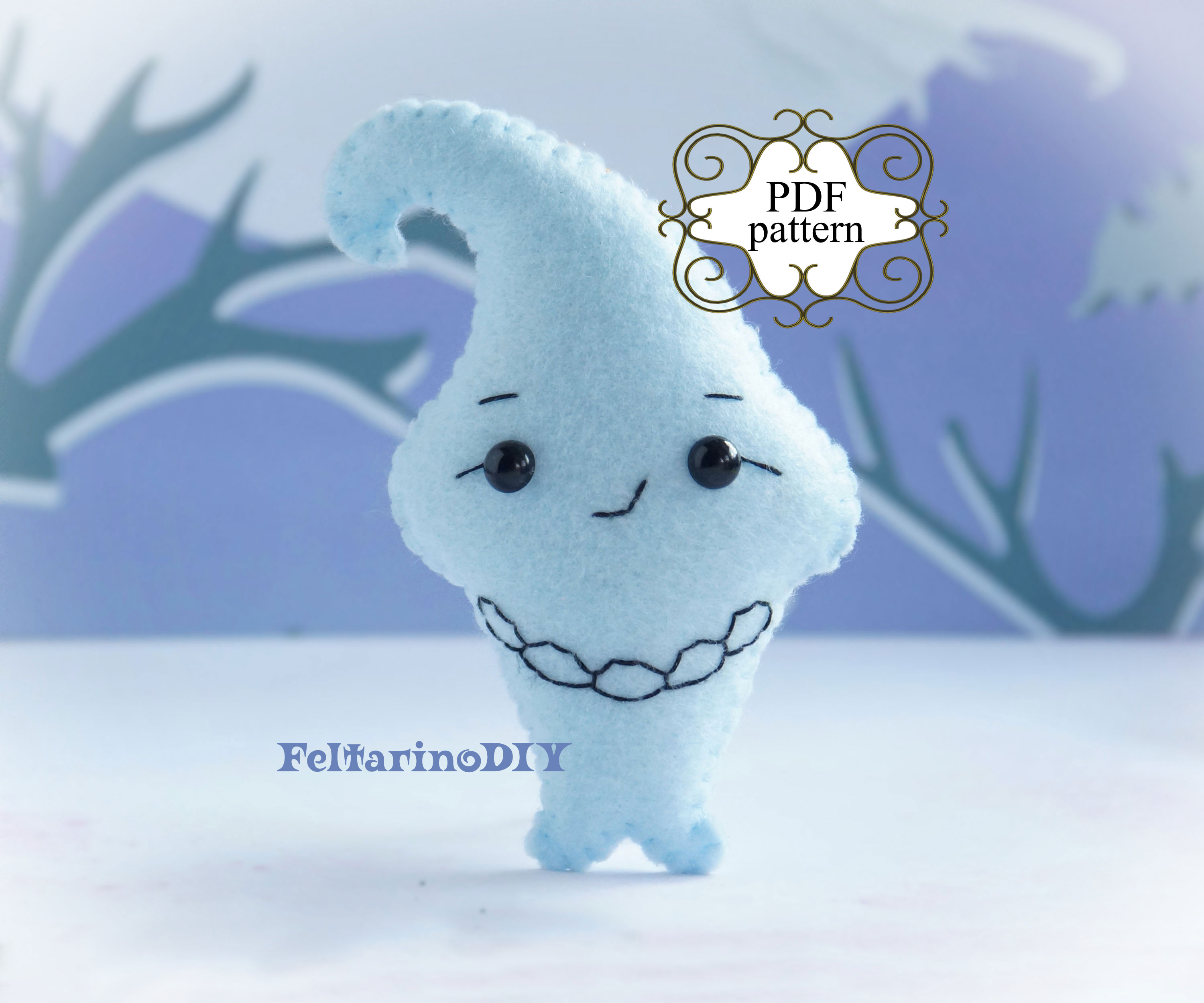 Felt ghost pattern, Felt Halloween patterns, Felt sewing pat | Inspire ...