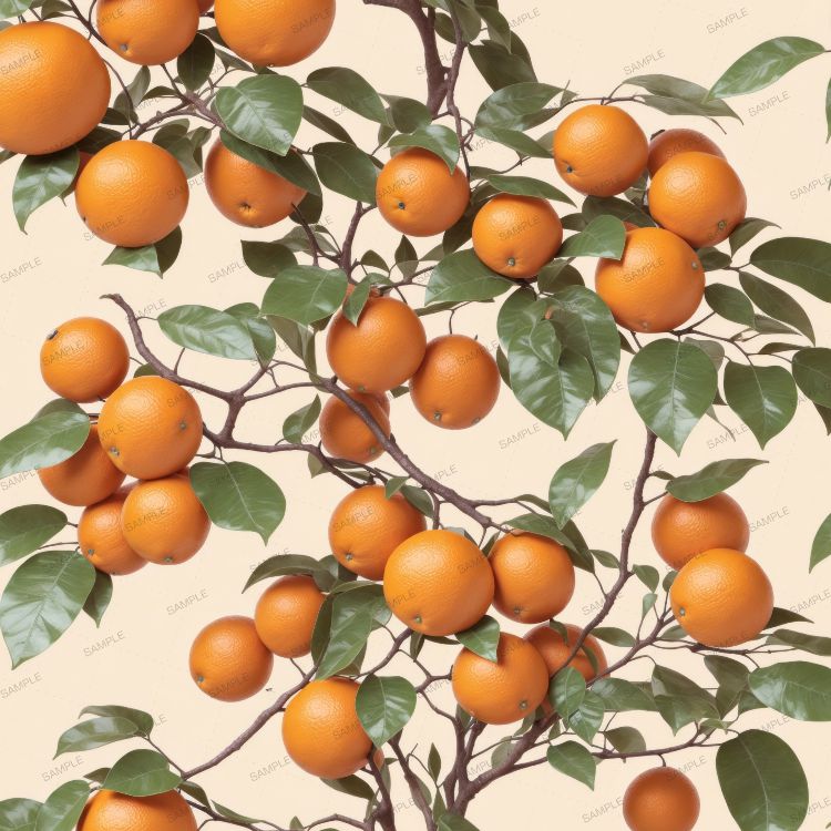 Vintage Orange Trees Seamless Tileable Repeating Pattern - Inspire Uplift