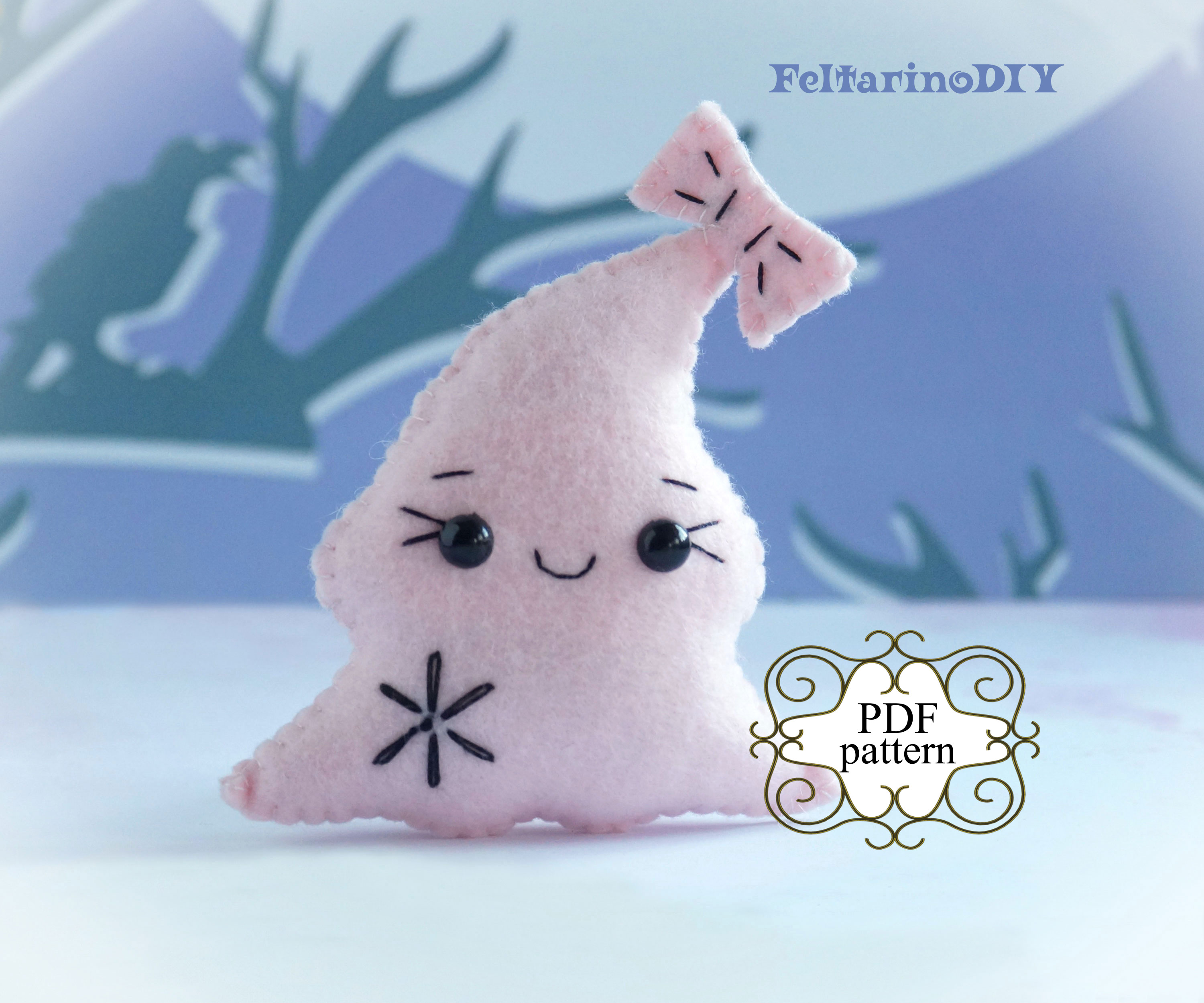 Felt ghost pattern, Felt Halloween patterns, Felt ghost orna | Inspire ...