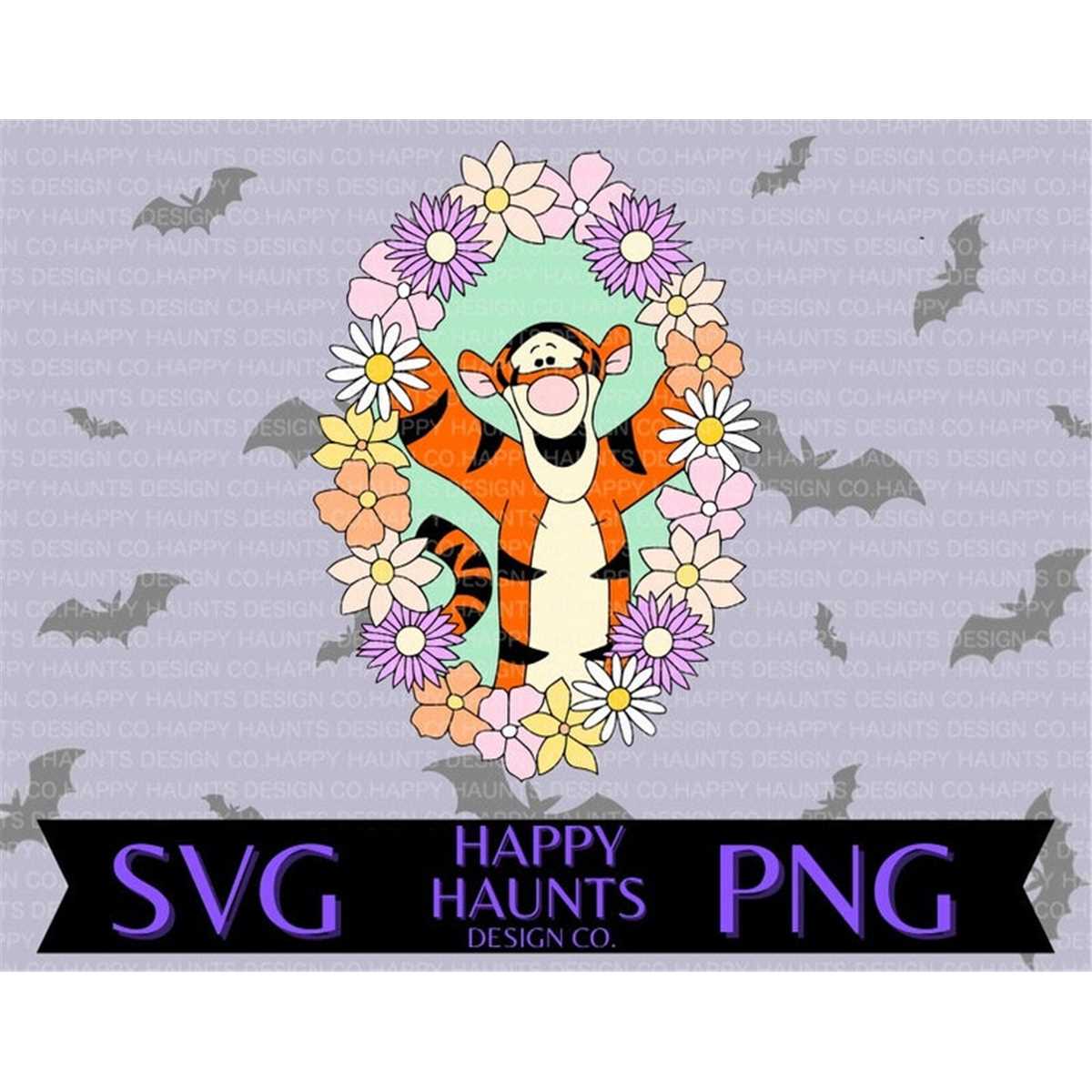 Floral Tigger SVG, easy cut file for Cricut, Layered by colo | Inspire Uplift