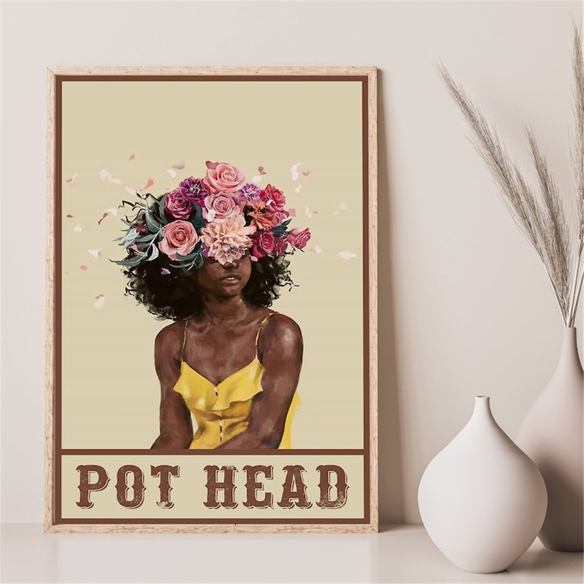 Pot Head Poster, Flower Head Black Girl Poster, Pot Head Gar | Inspire ...