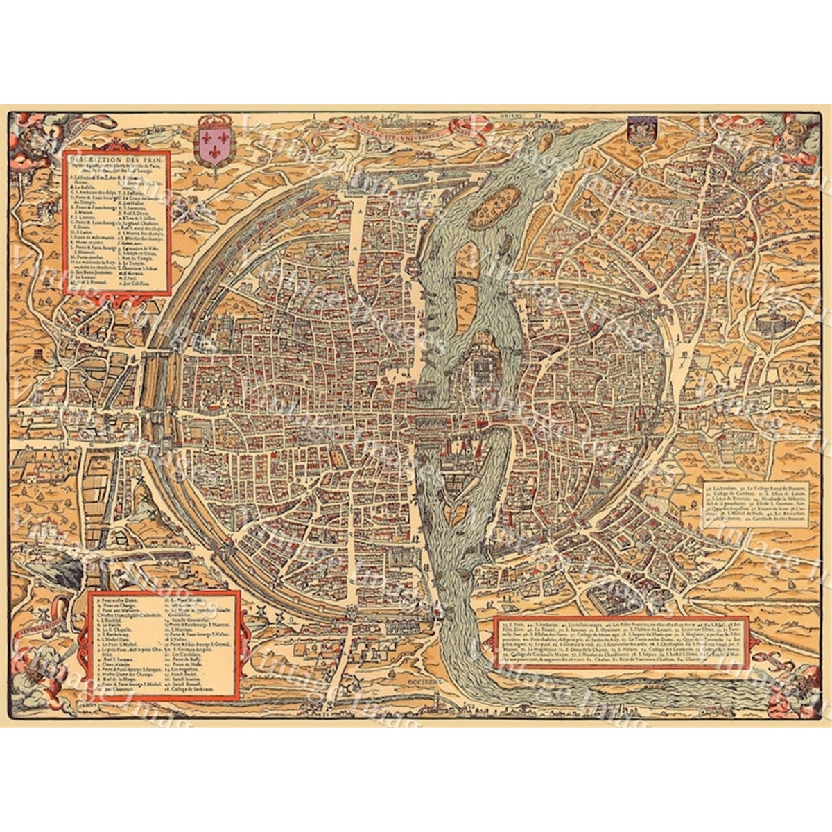 Vintage map of Paris Historic 1575 PLAN DE PARIS France rest | Inspire ...