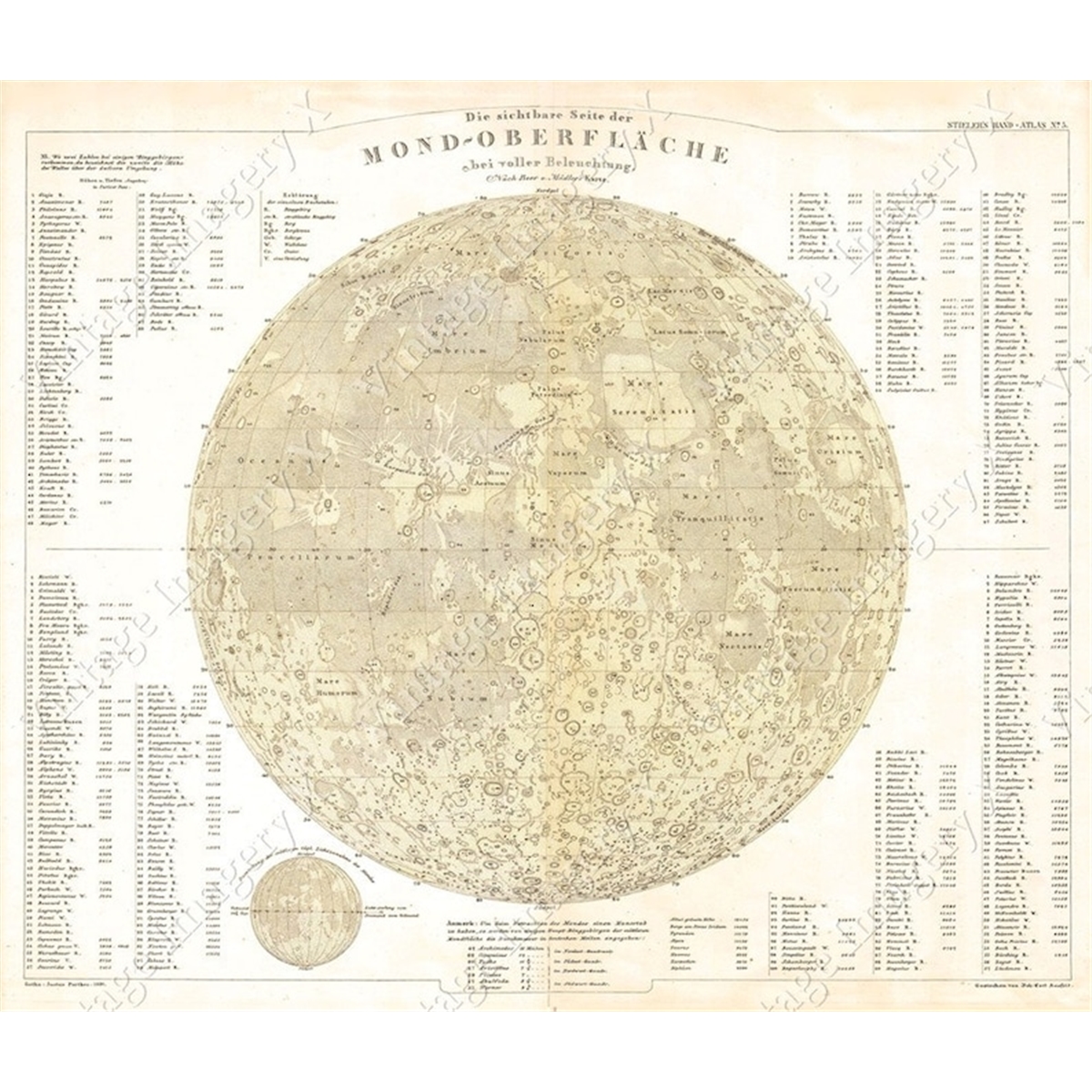 Old Map Of The Moon Huge Vintage Historic Perthes 1880 Old A - Inspire ...