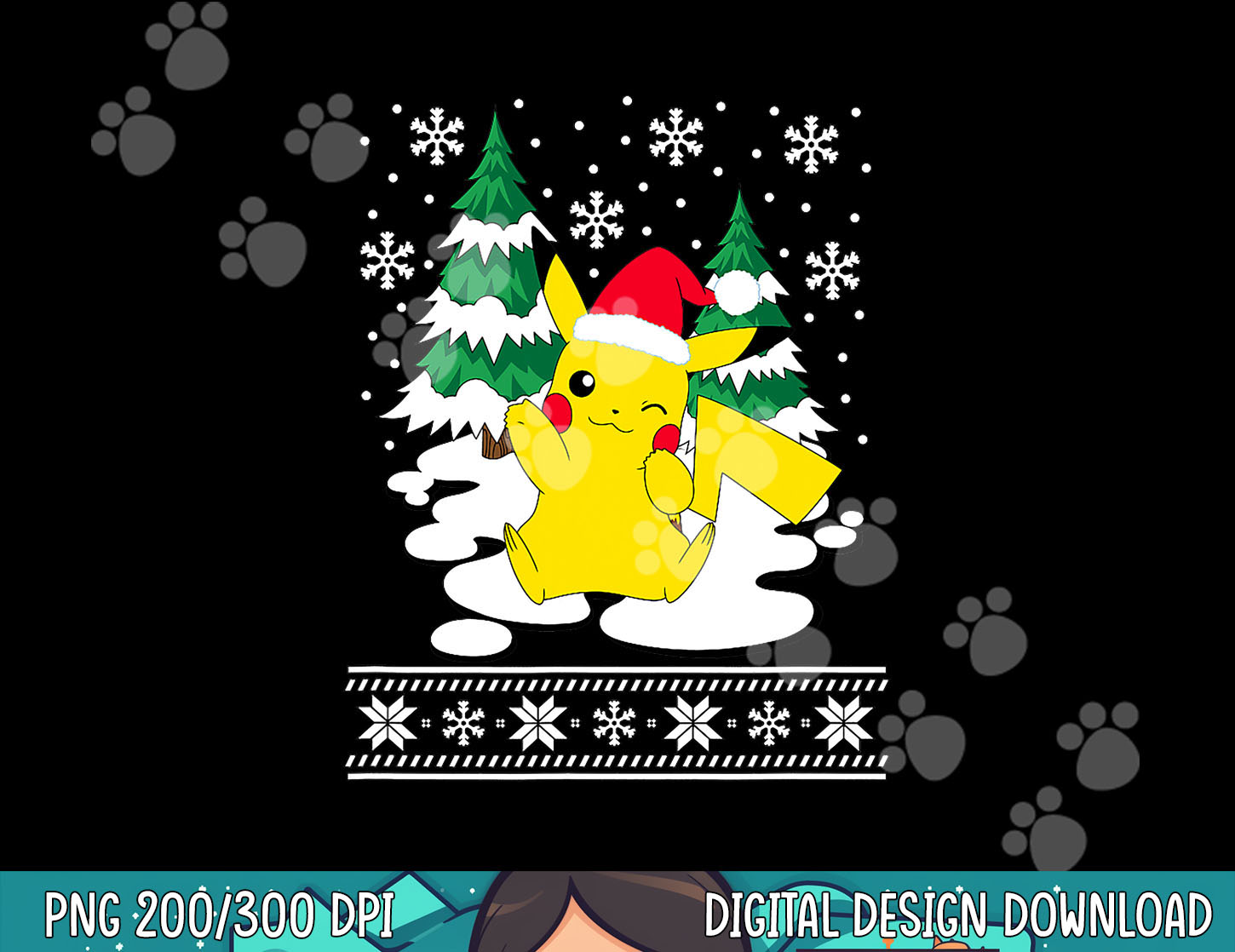 Pokemon Christmas Merry Pika png, sublimation | Inspire Uplift