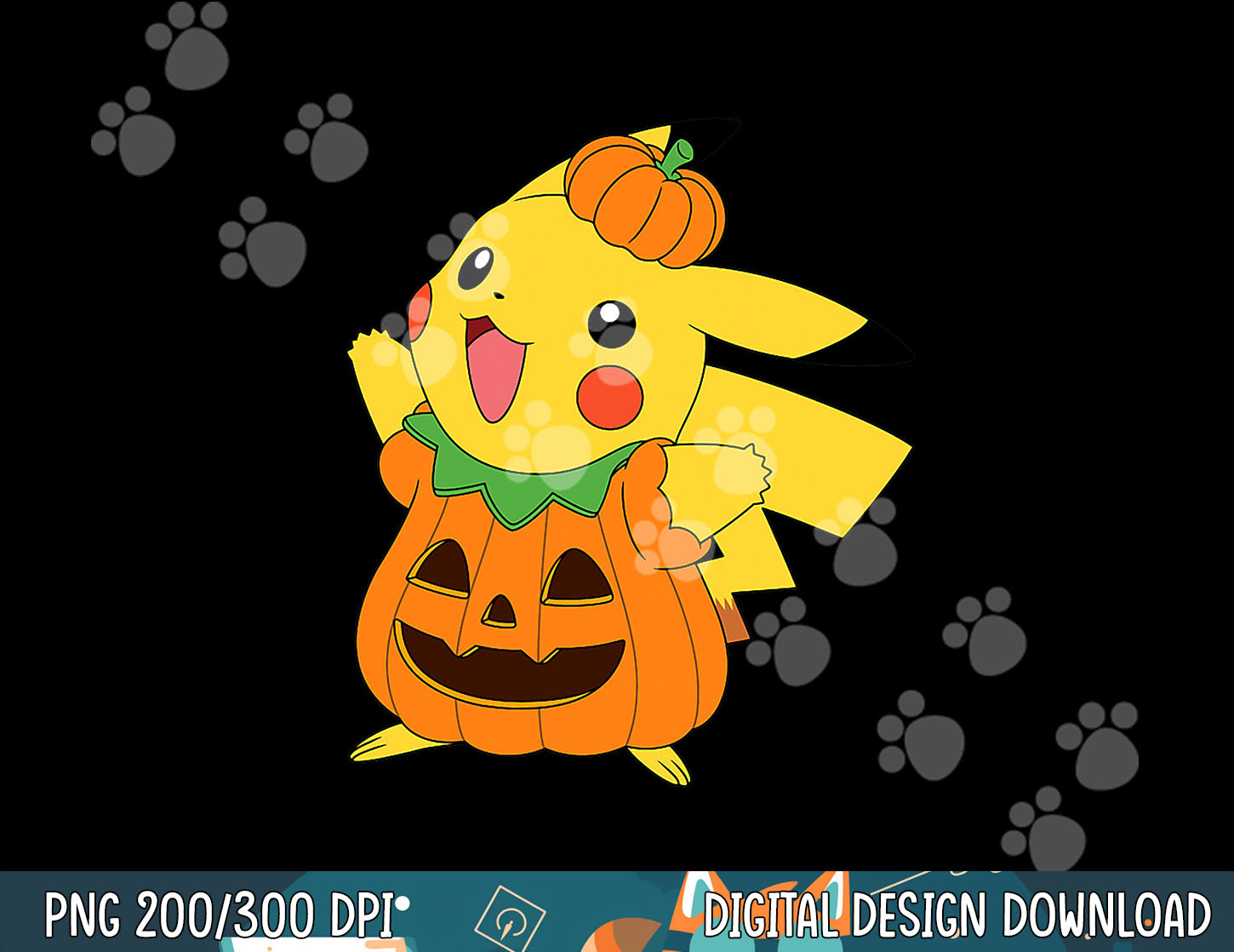 Pokemon Halloween Pikachu Pumpkin Costume png, sublimation c | Inspire ...