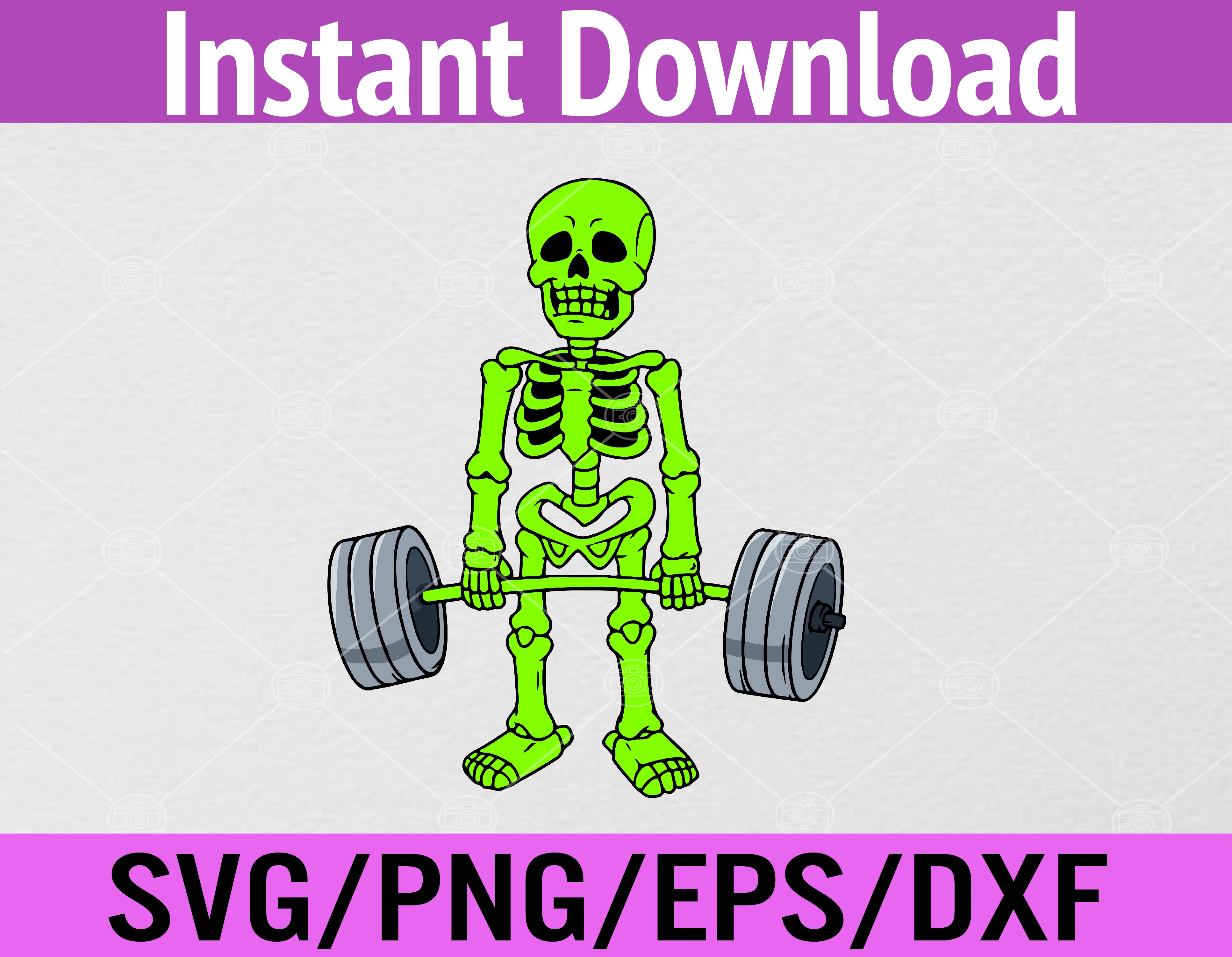 Halloween Skeleton Deadlift Funny Fitness Weightlifting Svg, | Inspire Uplift