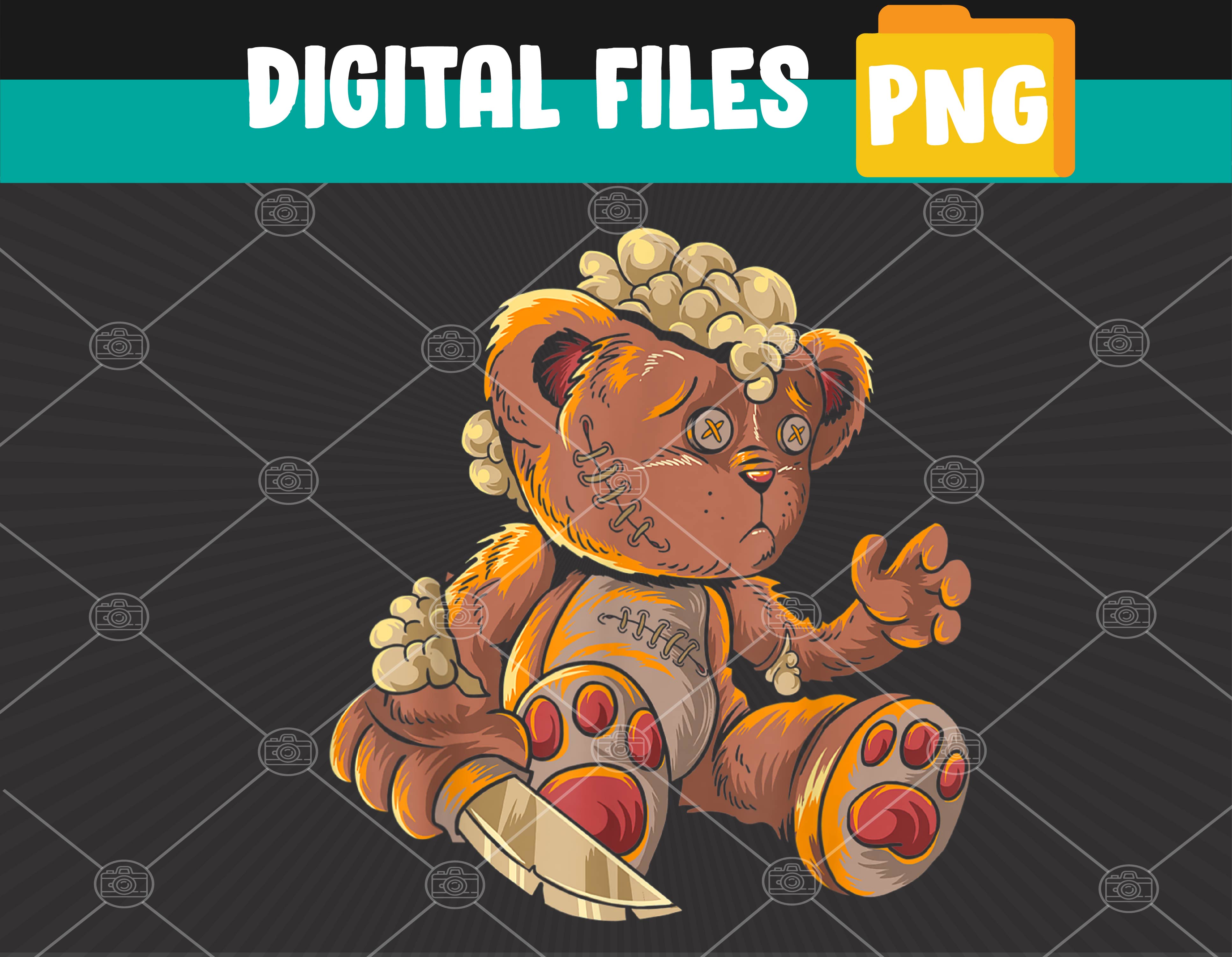 Killer Teddy Bear Lazy Halloween Costume Scary Monster PNG, | Inspire ...