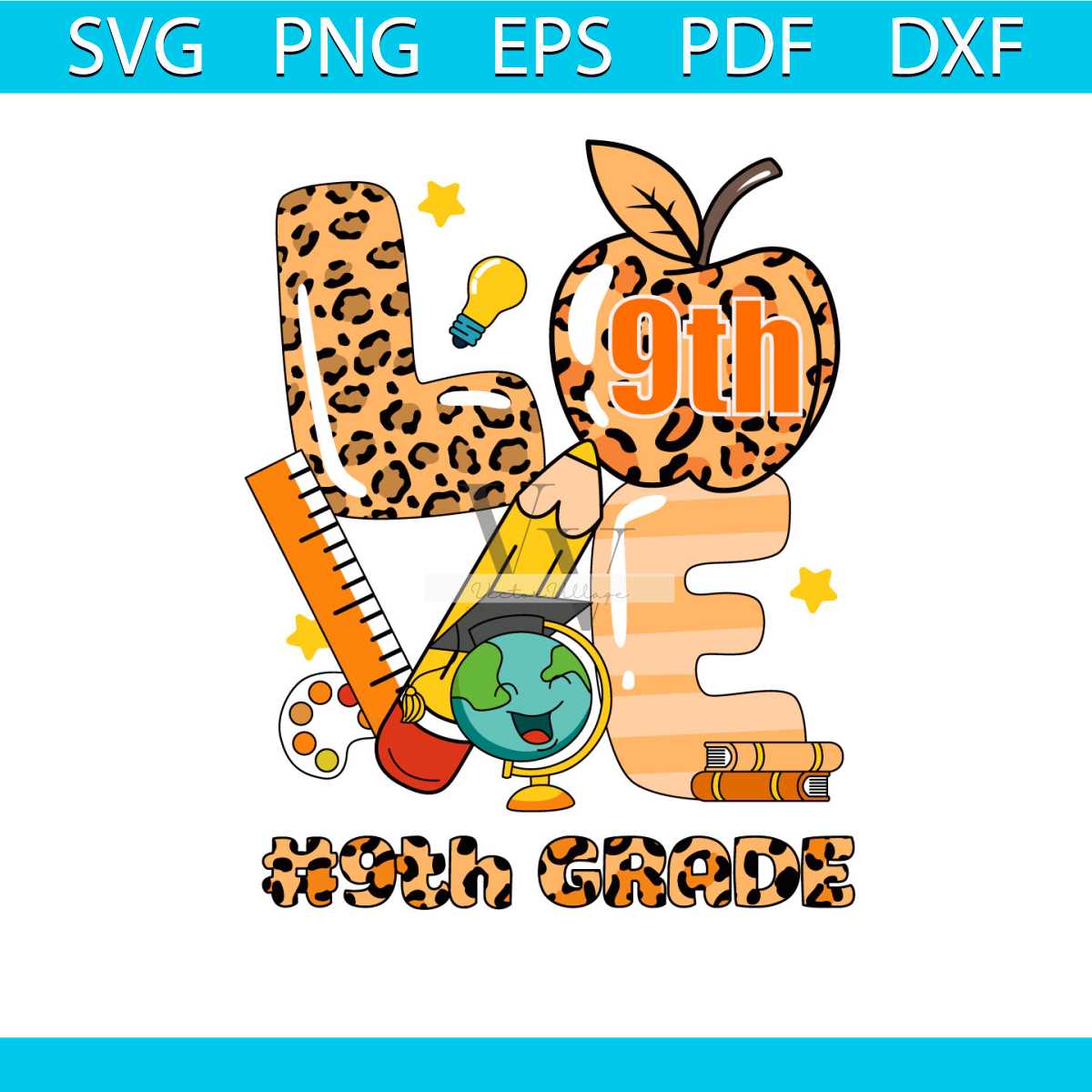 Back To School Shirt Svg Love 9th Grade Teacher Leopard Vect - Inspire ...