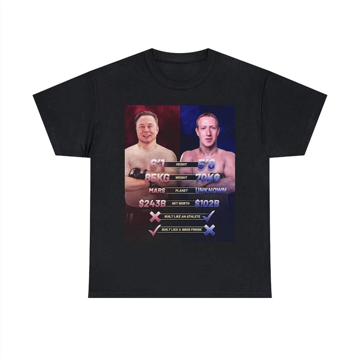 Elon Musk vs Mark Zuckerberg meme tee | Inspire Uplift