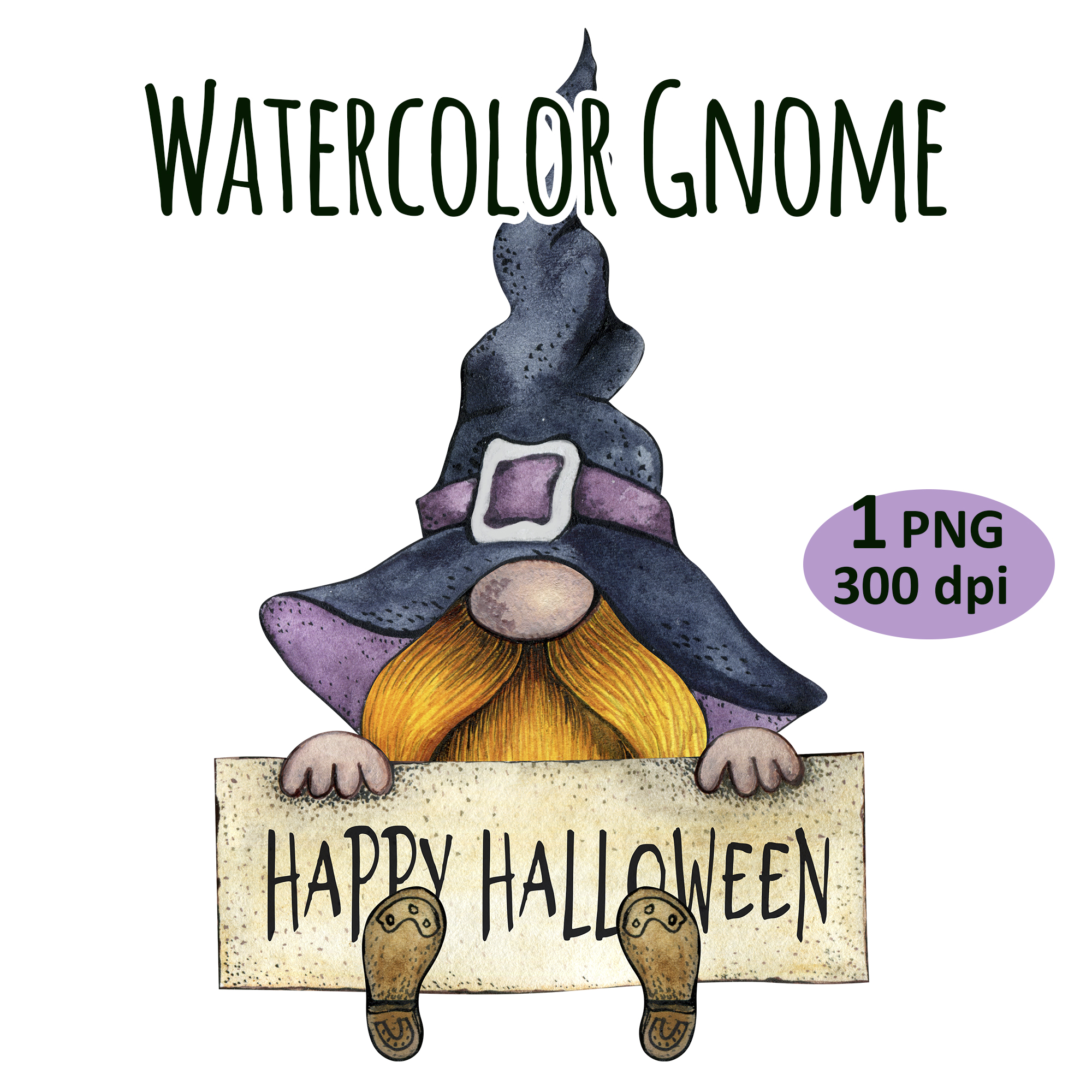 Watercolor Halloween Gnome Clipart PNG Sublimation | Inspire Uplift