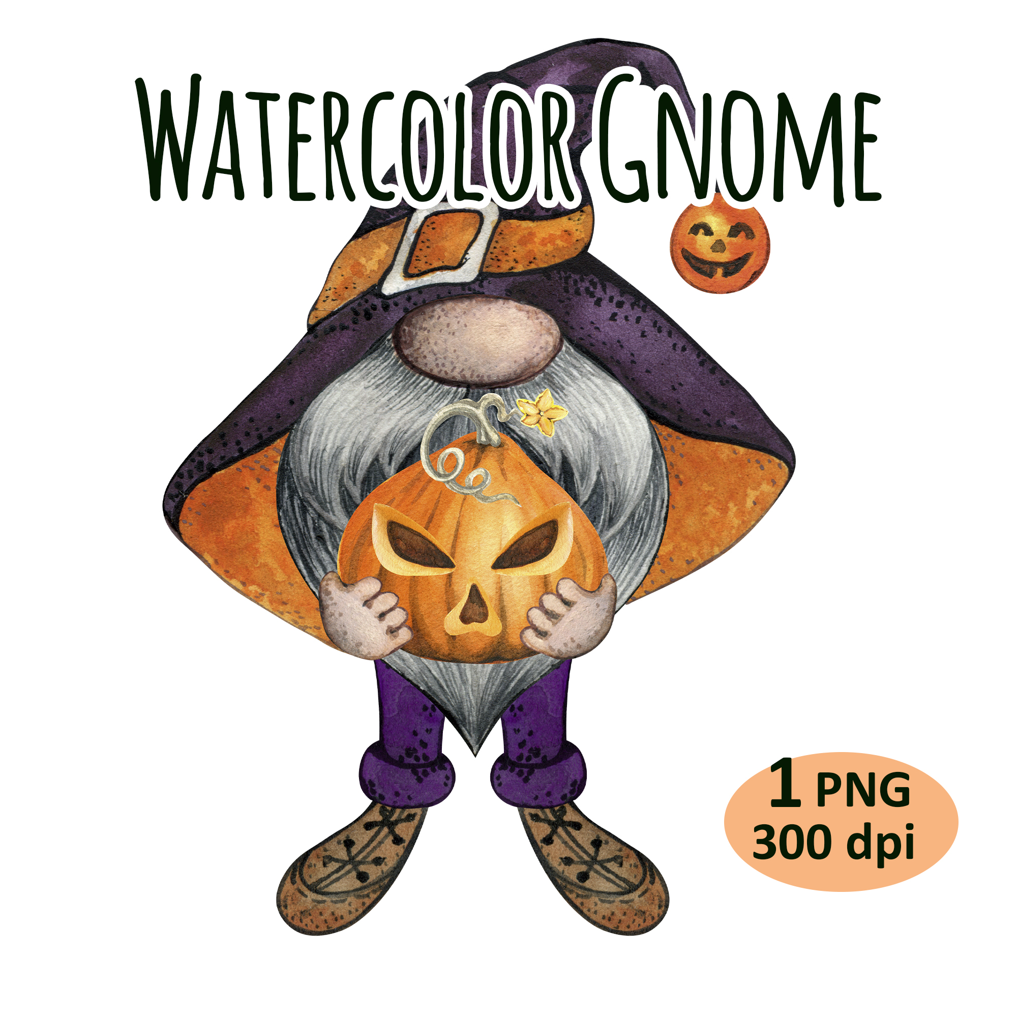 Watercolor Halloween Gnome Clipart PNG Sublimation | Inspire Uplift