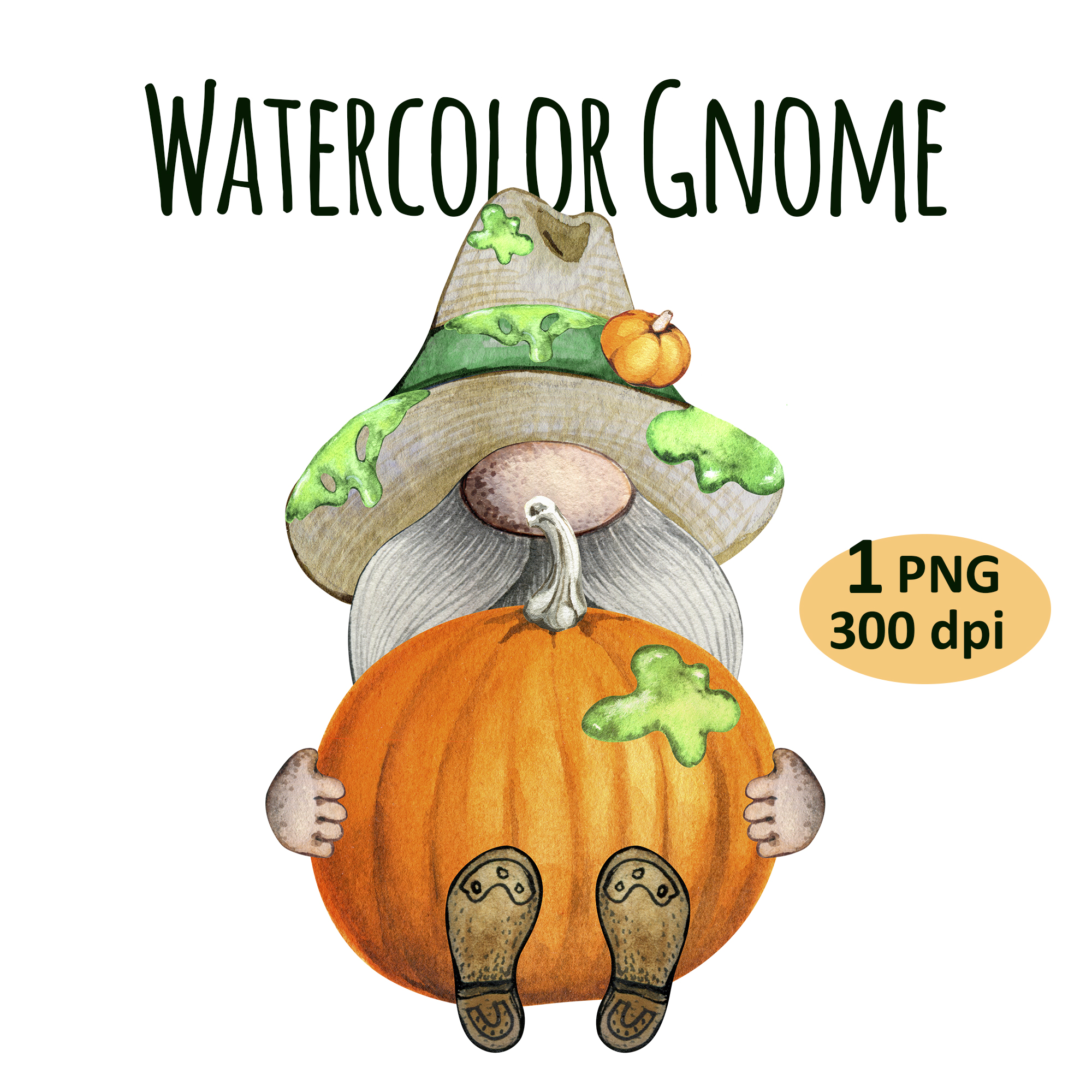 Watercolor Halloween Gnome Clipart PNG Sublimation | Inspire Uplift