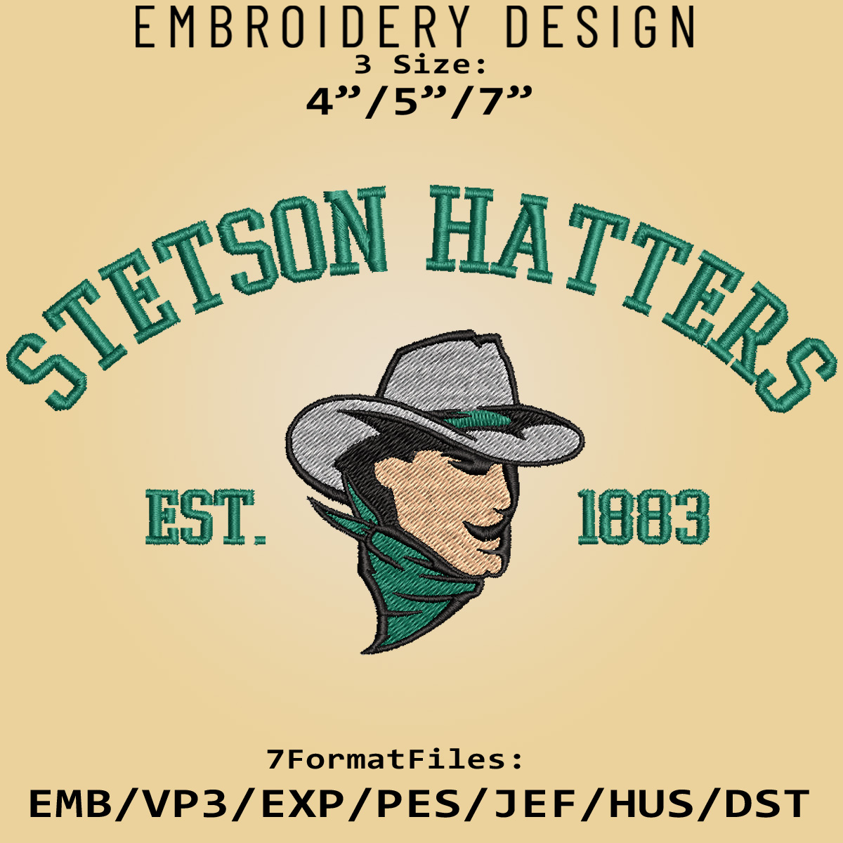 Stetson Hatters embroidery design, NCAA Logo Embroidery File | Inspire ...