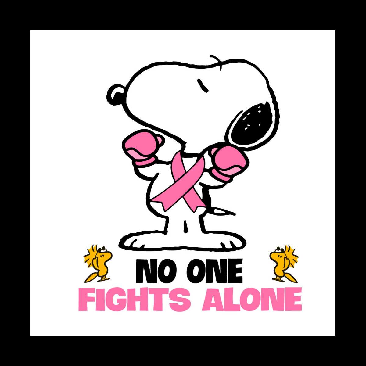 No One Fights Alone Snoopy Breast Cancer Awareness Vector Sv | Inspire ...
