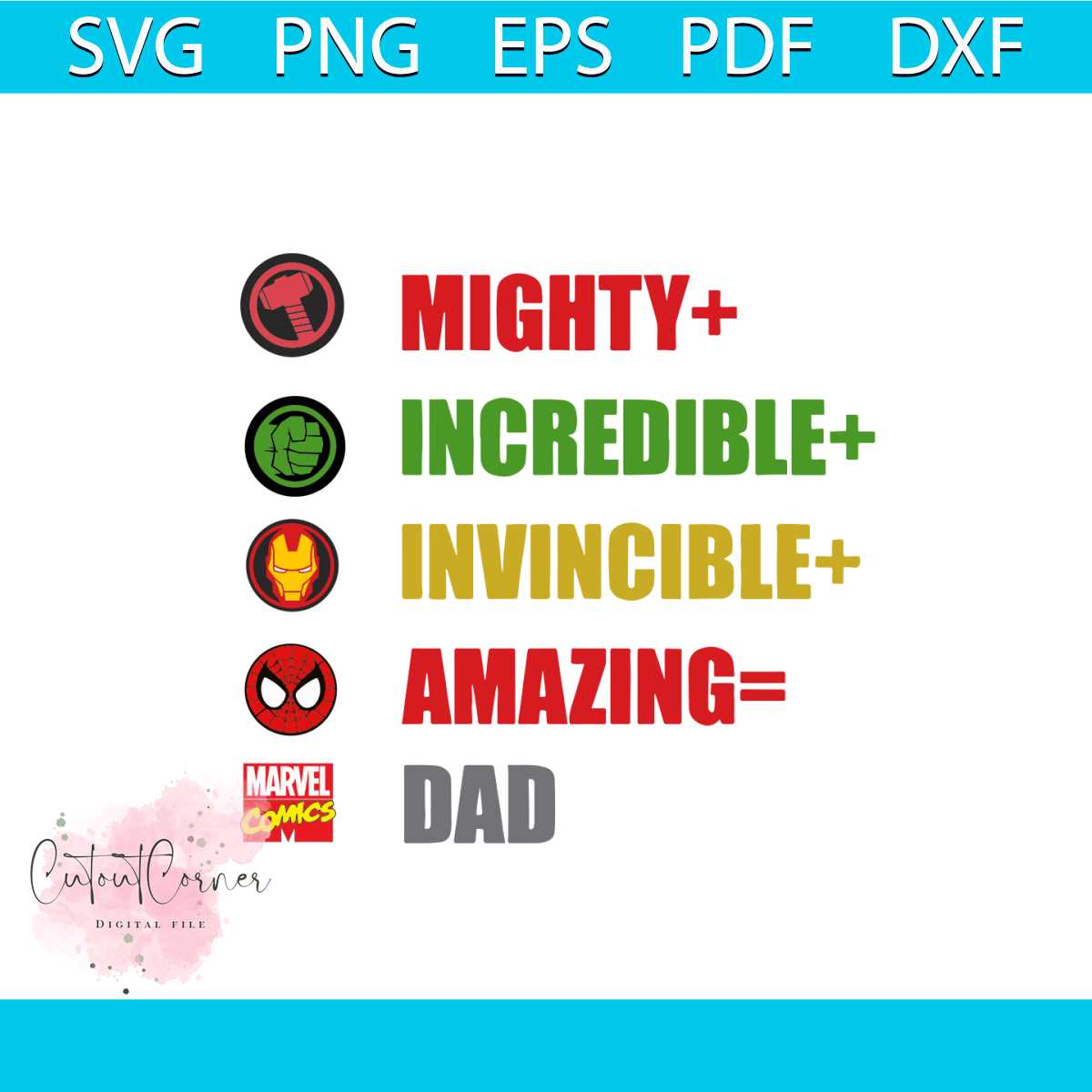 Mighty Incredible Invincible Amazing Dad Svg, Fathers Day Sv | Inspire ...