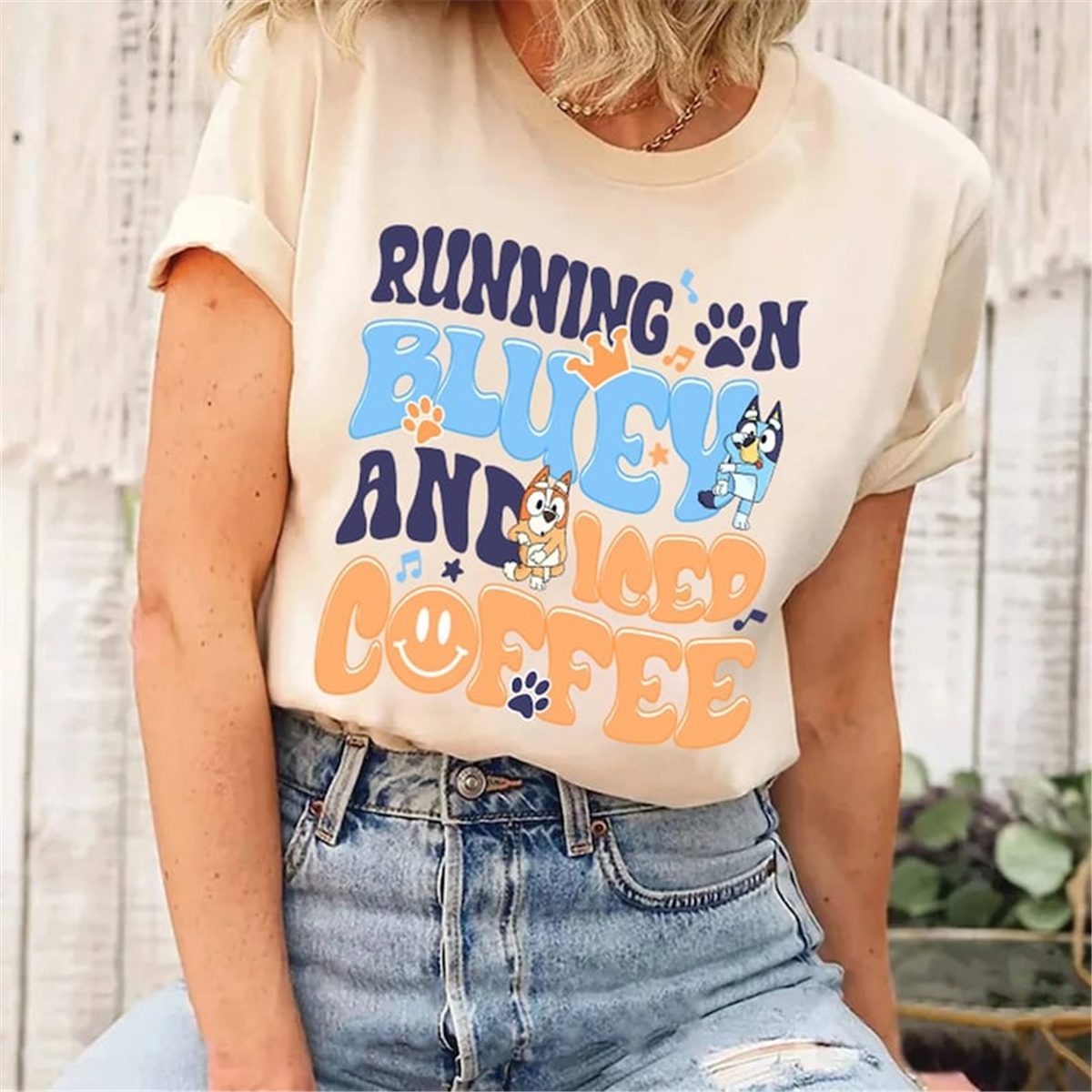Running On Bluey And Iced Coffee, Bluey Coffee Shirt, Person - Inspire ...