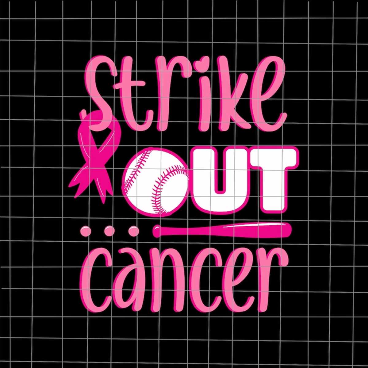 Strike Out Cancer Baseball Svg, Pink Breast Cancer Baseball - Inspire Uplift