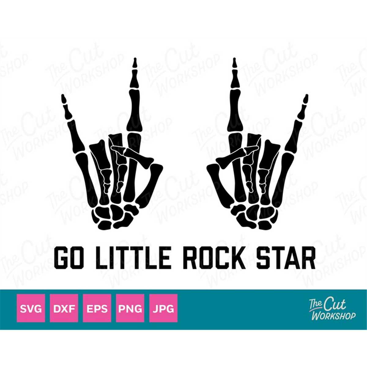 Go Little Rock Star Skeleton Bones Rock Out Hands | SVG Clip | Inspire ...