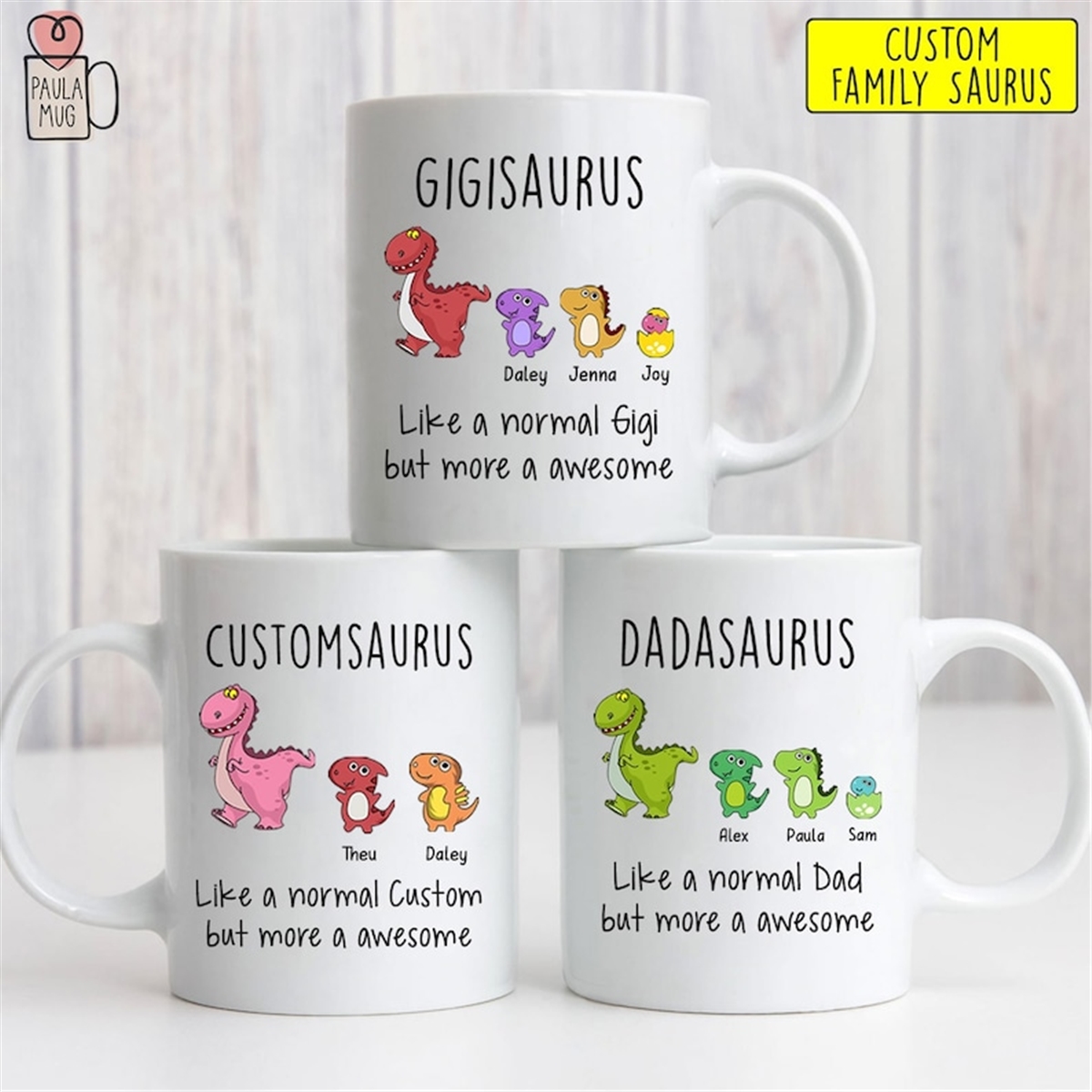 Custom Dinosaur Family Mug, Custom Dadasaurus, Mamasaurus Mu | Inspire ...