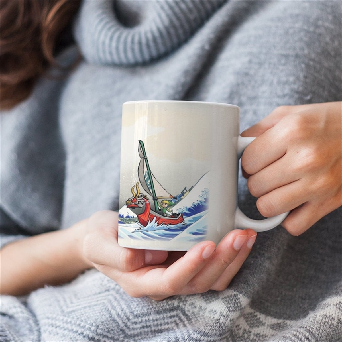 Zelda Mug, Link On The Great Wave off Kanagawa, Legend of Ze | Inspire ...