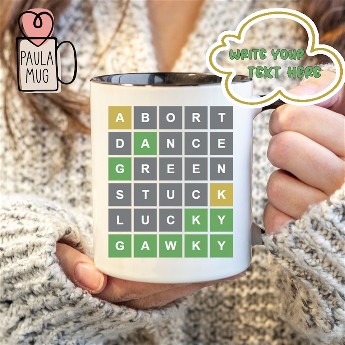 Custom Wordle Mug, Inspired by Wordle, Wordle Parody Mug, Pe - Inspire ...