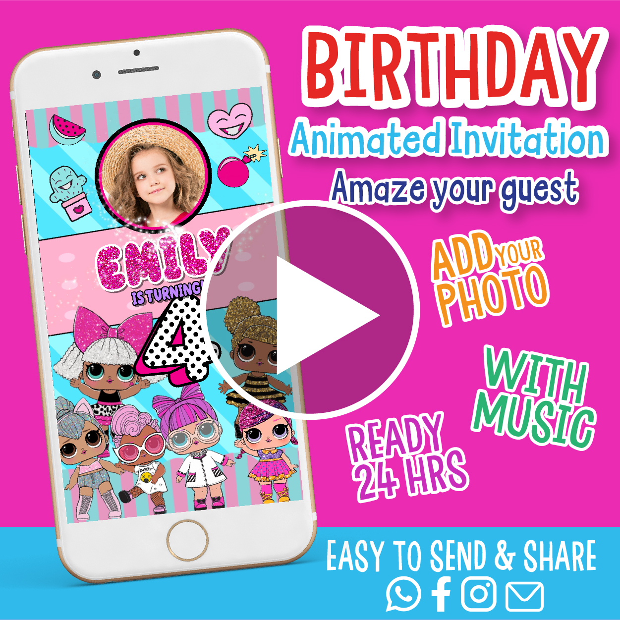LOL Surprise Birthday Party Invitation For Girl, LOL Surpris | Inspire ...