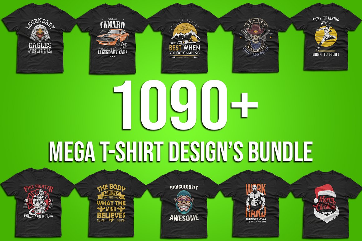 1090 Mega T-Shirt Designs Bundle | Inspire Uplift