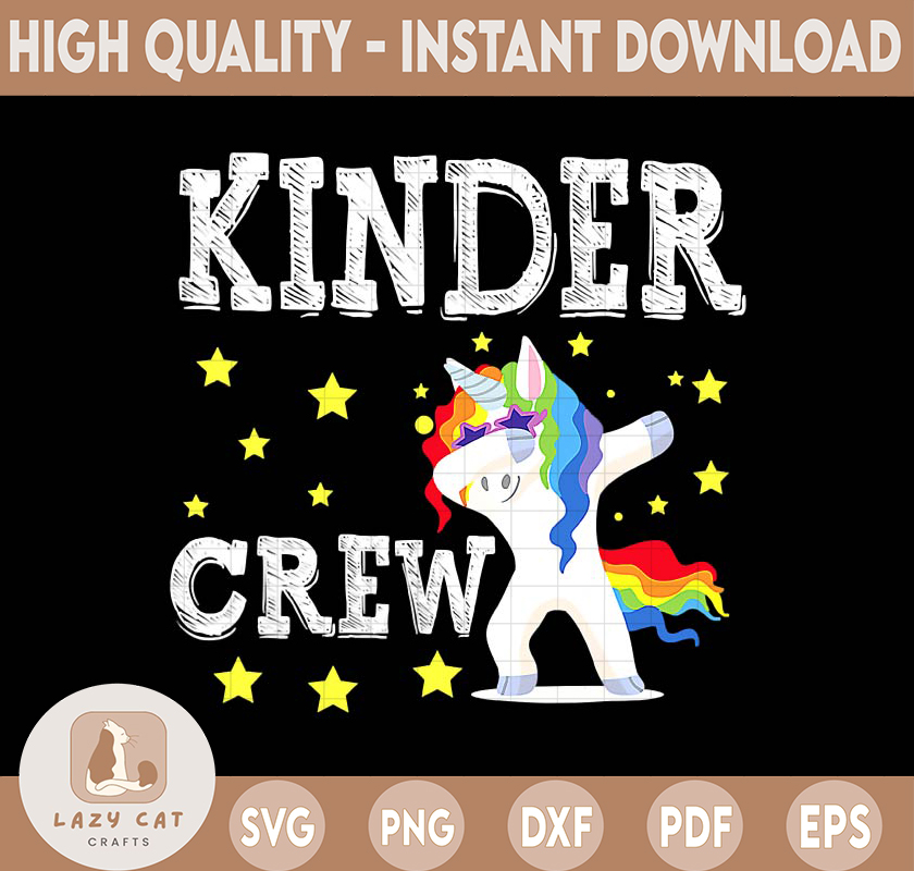 Kinder Crew Unicorn Fun Kindergarten Squad PNG digital downl - Inspire ...