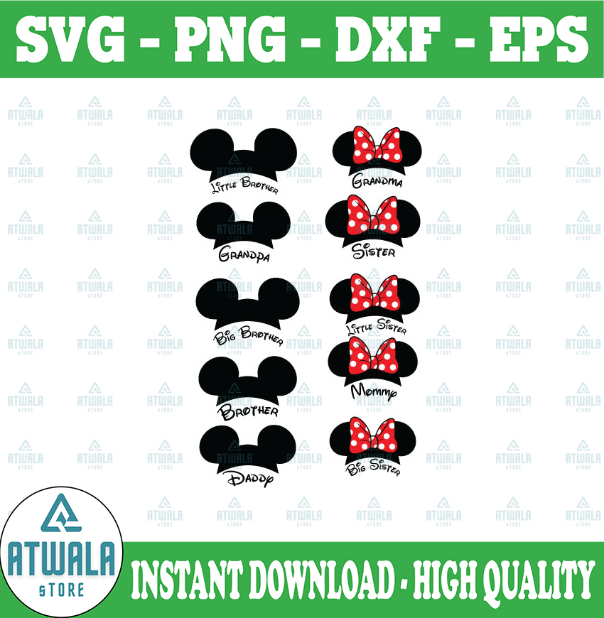Mickey and Minnie Half, Mickey Mouse and Minnie Mouse svg, W - Inspire ...