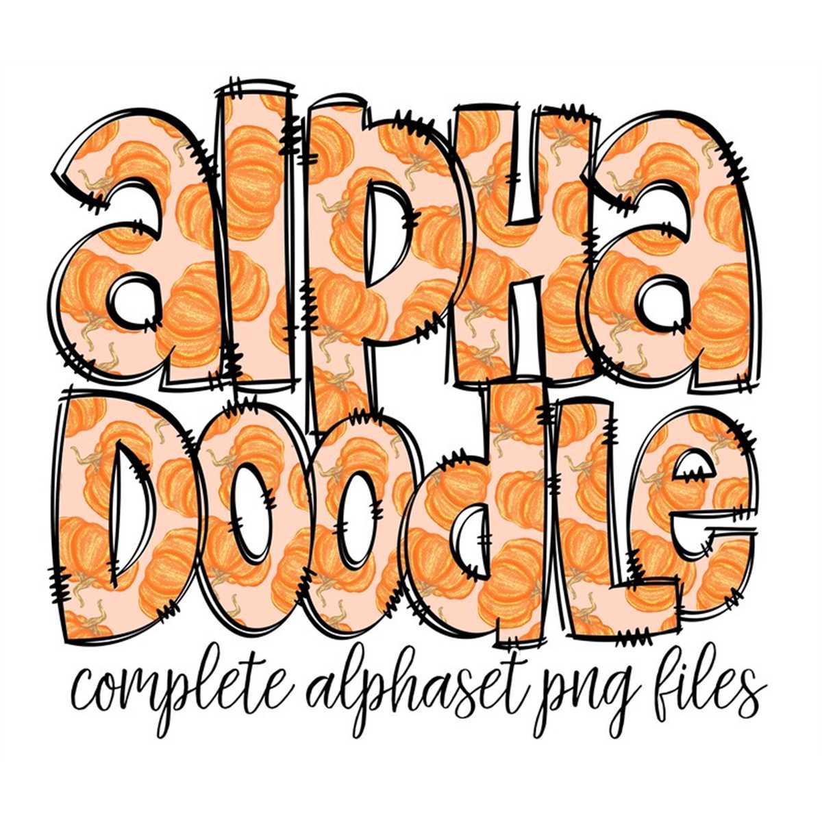 Pumpkins Doodle letters, Hand Drawn Doodle Alpha Bundle, Sub - Inspire ...
